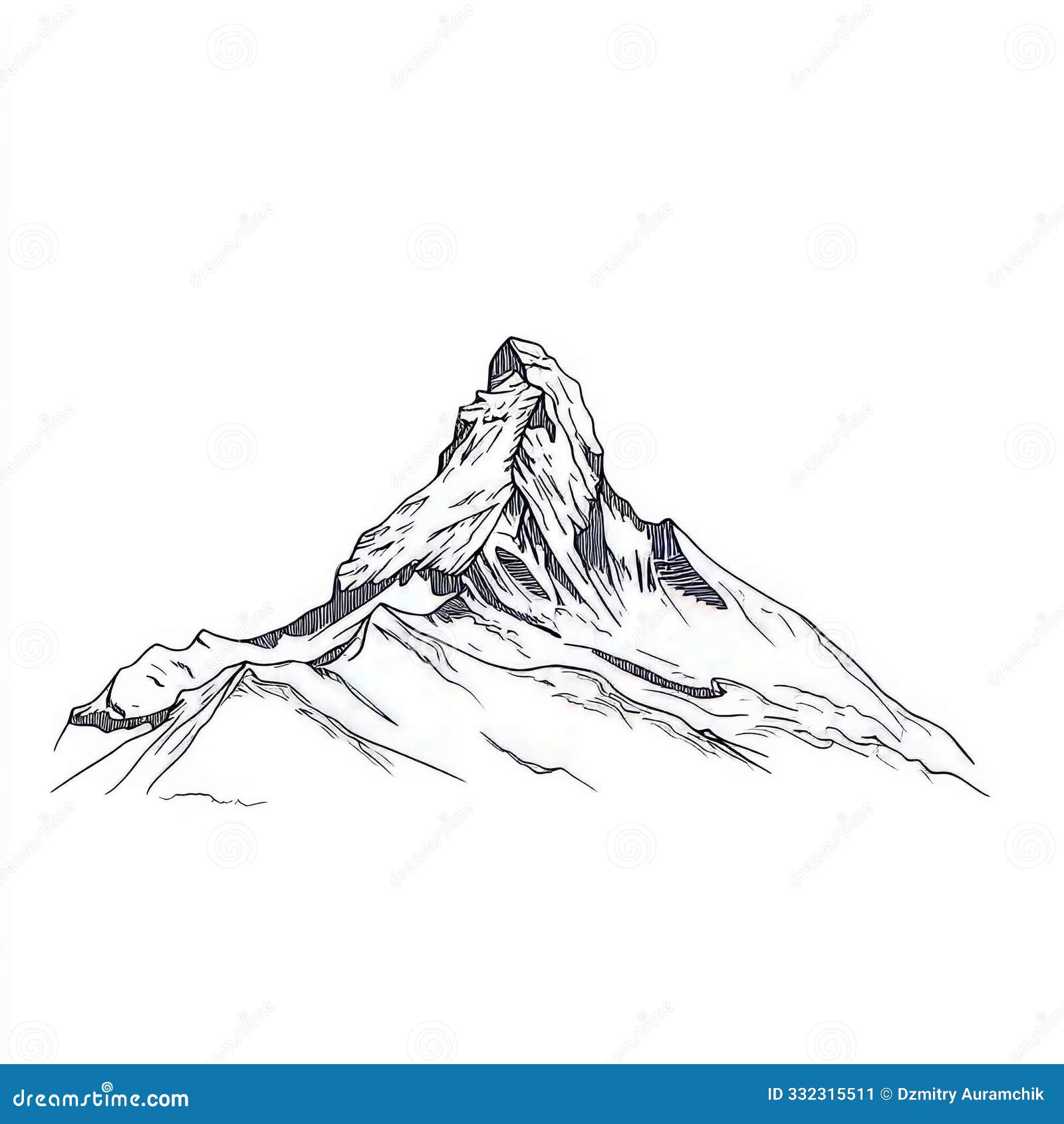 A Hand-drawn Comic Illustration of the Matterhorn in a Modern Doodle ...