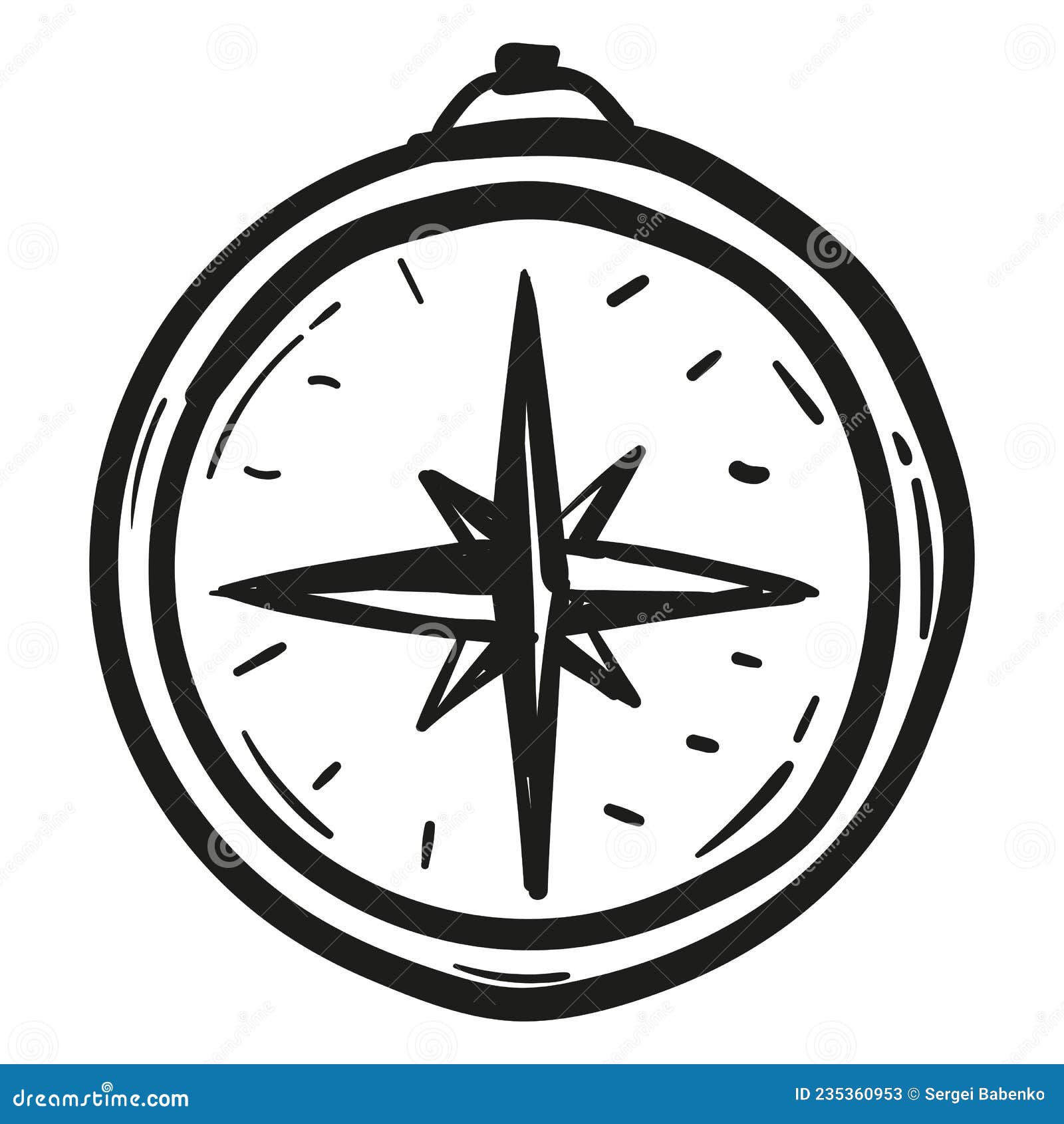 Hand Drawn Compass Icon in Doodle Style Isolated Stock Vector ...