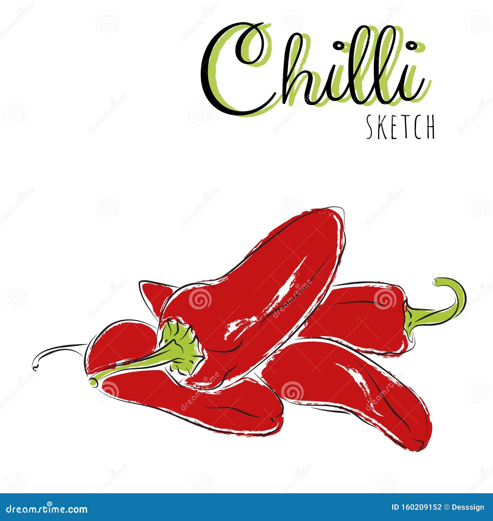 Hand Drawn Composition with Chilli Peppers Stock Vector - Illustration ...