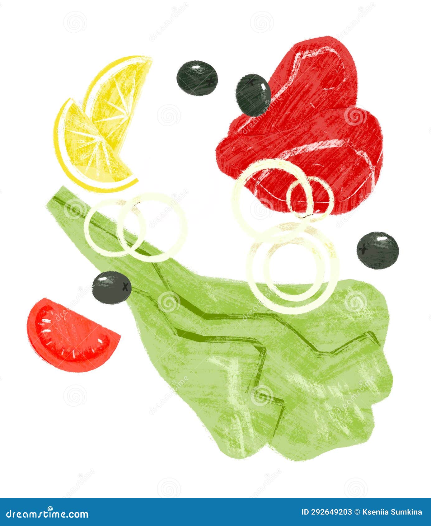 Hand Drawn Composition of Meat and Veggies Stock Image - Image of ...