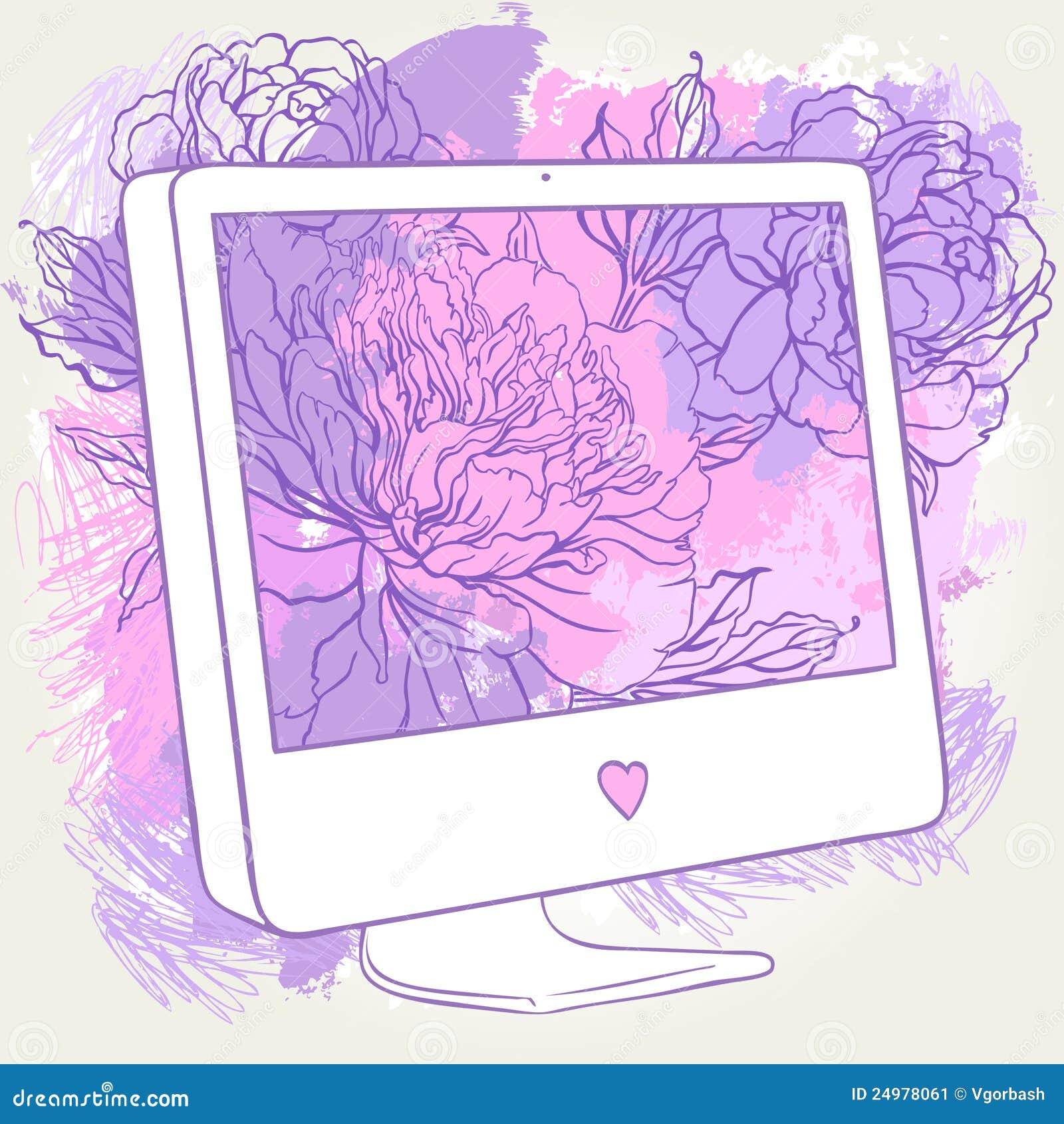 Hand-Drawn Computer Display Stock Illustration - Illustration of ...