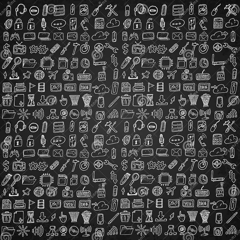 Hand Drawn Computer Icons Set. Stock Vector - Illustration of paper ...