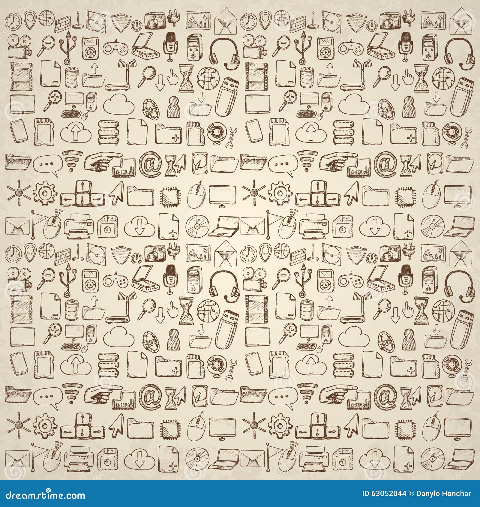 Hand Drawn Computer Icons Set. Stock Vector - Illustration of office ...