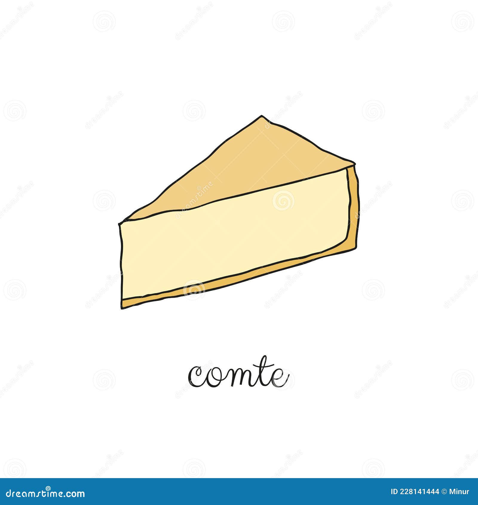 Hand drawn comte cheese. stock vector. Illustration of colored - 228141444
