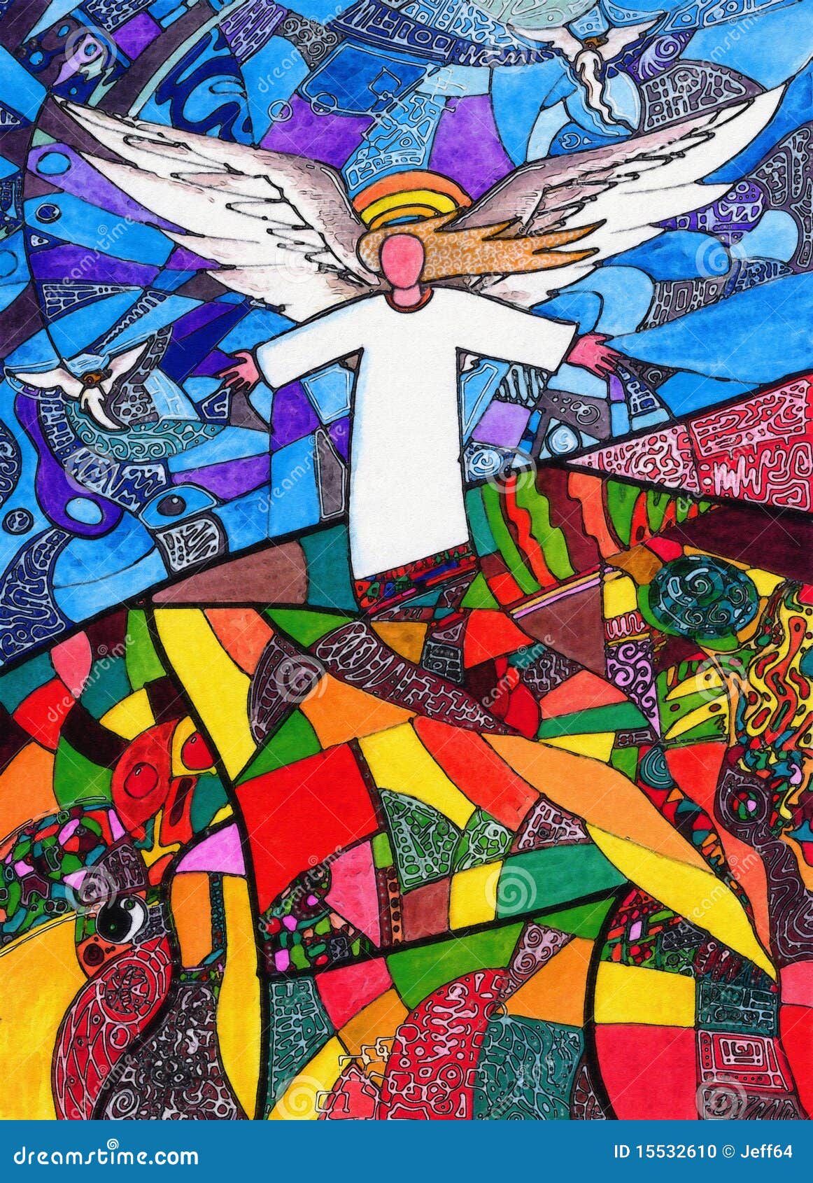 Hand Drawn Concept of an Angel Stock Illustration - Illustration of ...