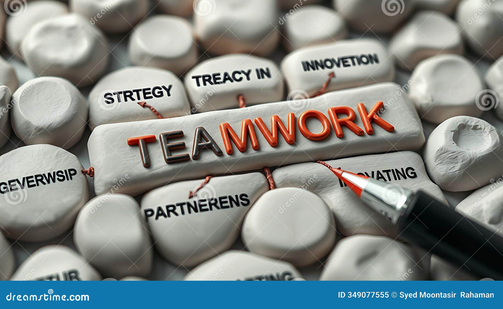 Hand-drawn Concept Map for Teamwork on a Chalkboard with Business ...