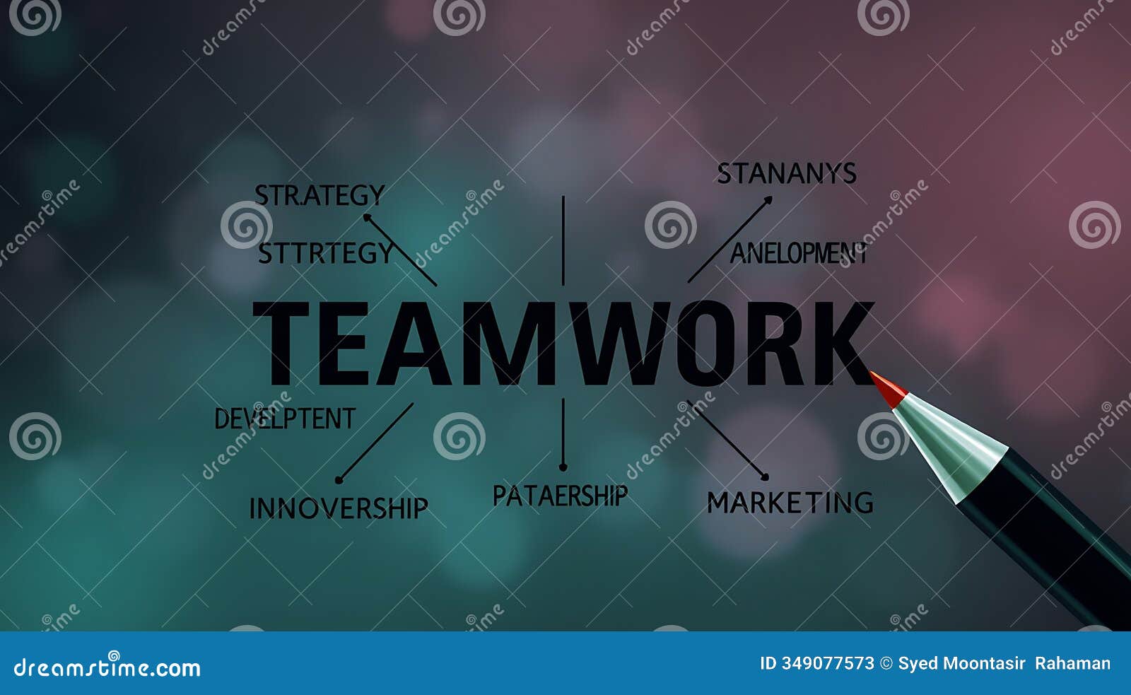 Hand-drawn Concept Map for Teamwork on a Chalkboard with Business ...