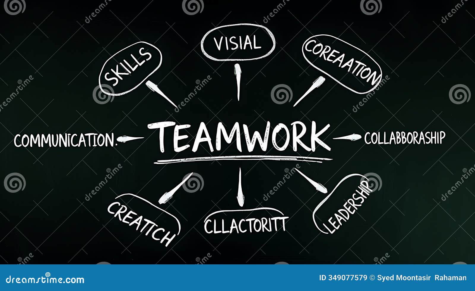 Hand-drawn Concept Map for Teamwork on a Chalkboard with Business ...