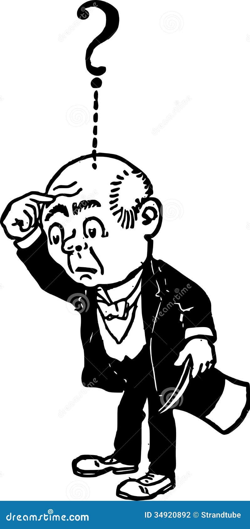 Hand Drawn Confused Man stock illustration. Illustration of idea - 34920892