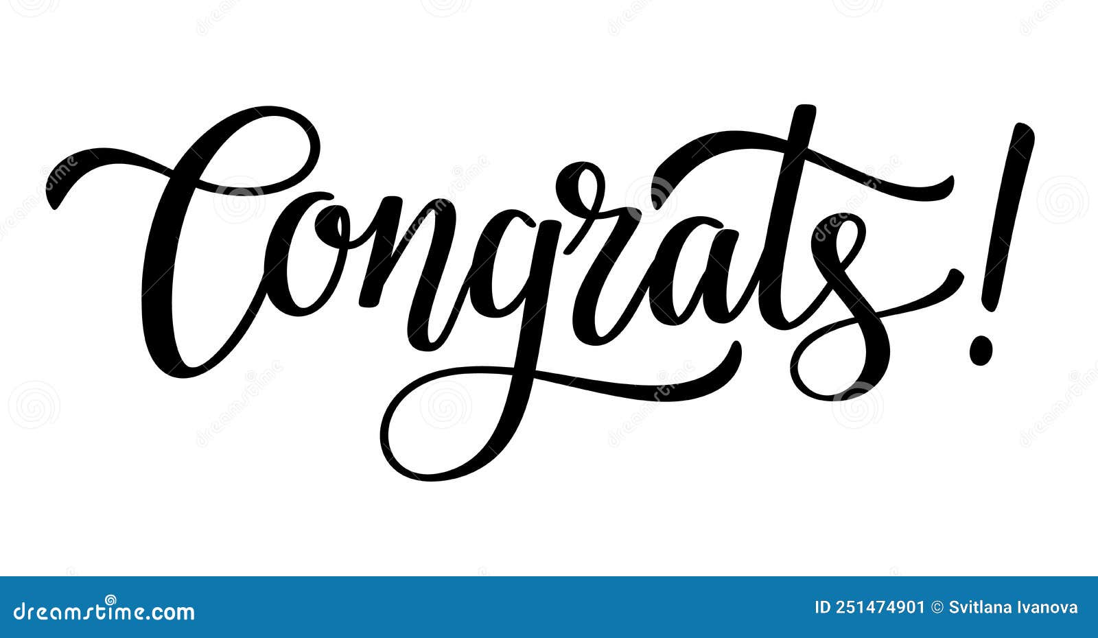 Hand Drawn Congrats Black Lettering. Vector Illustration Stock Vector ...