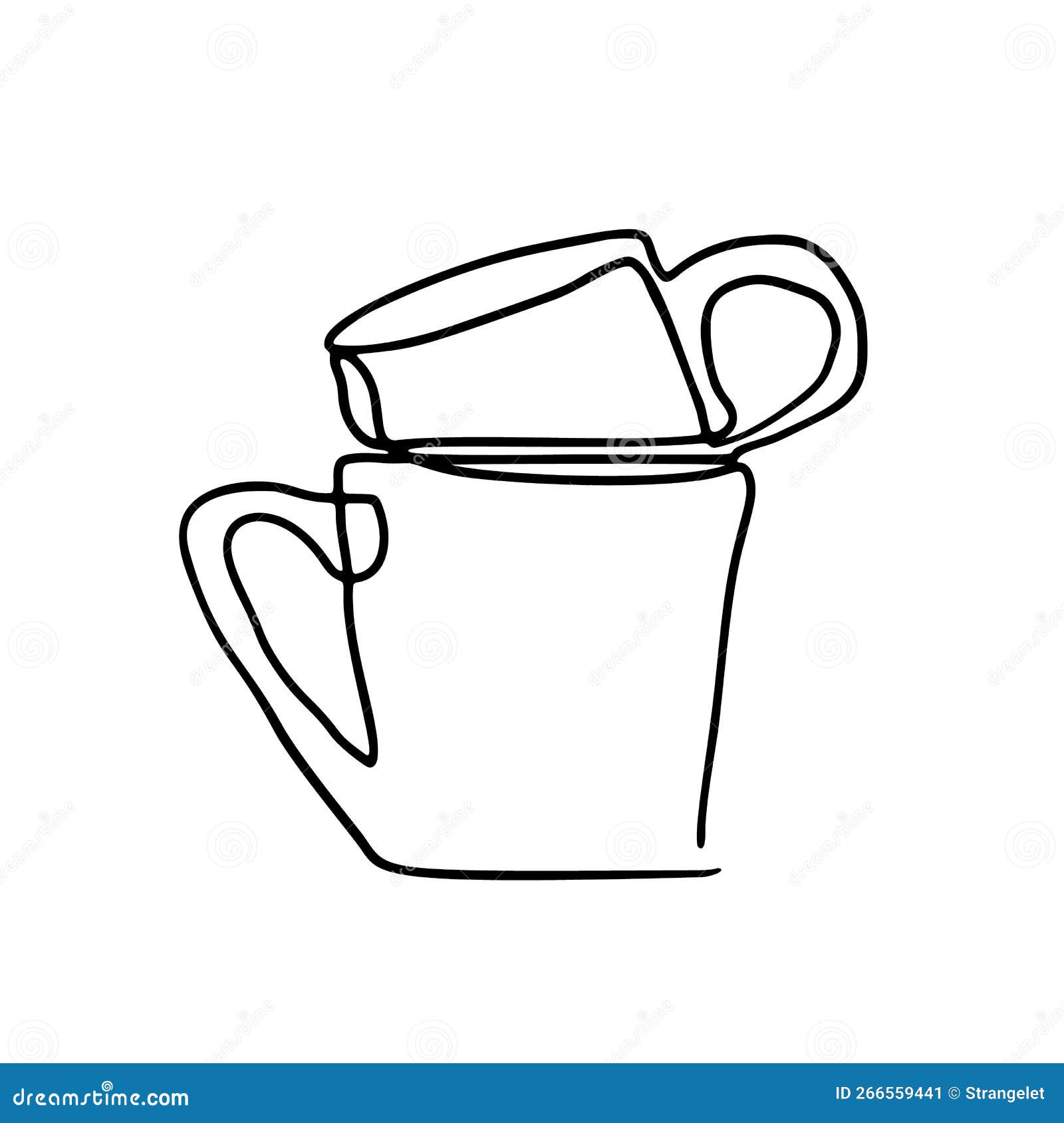 Hand Drawn Continuous Inky Line Cup Isolated on White Stock Vector ...