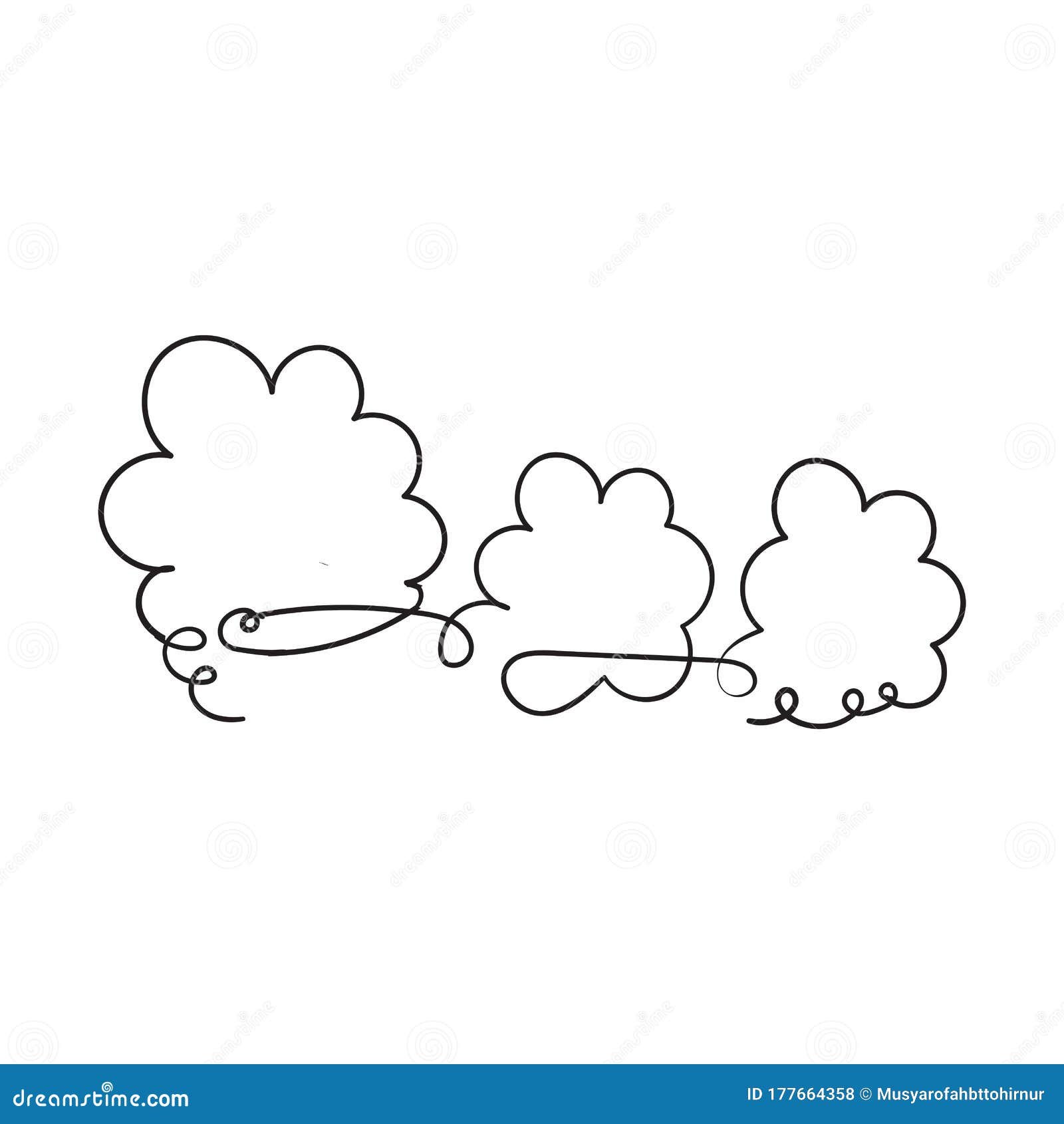 Hand Drawn Continuous Line Drawing. Clouds.doodle Hand Drawing Style ...