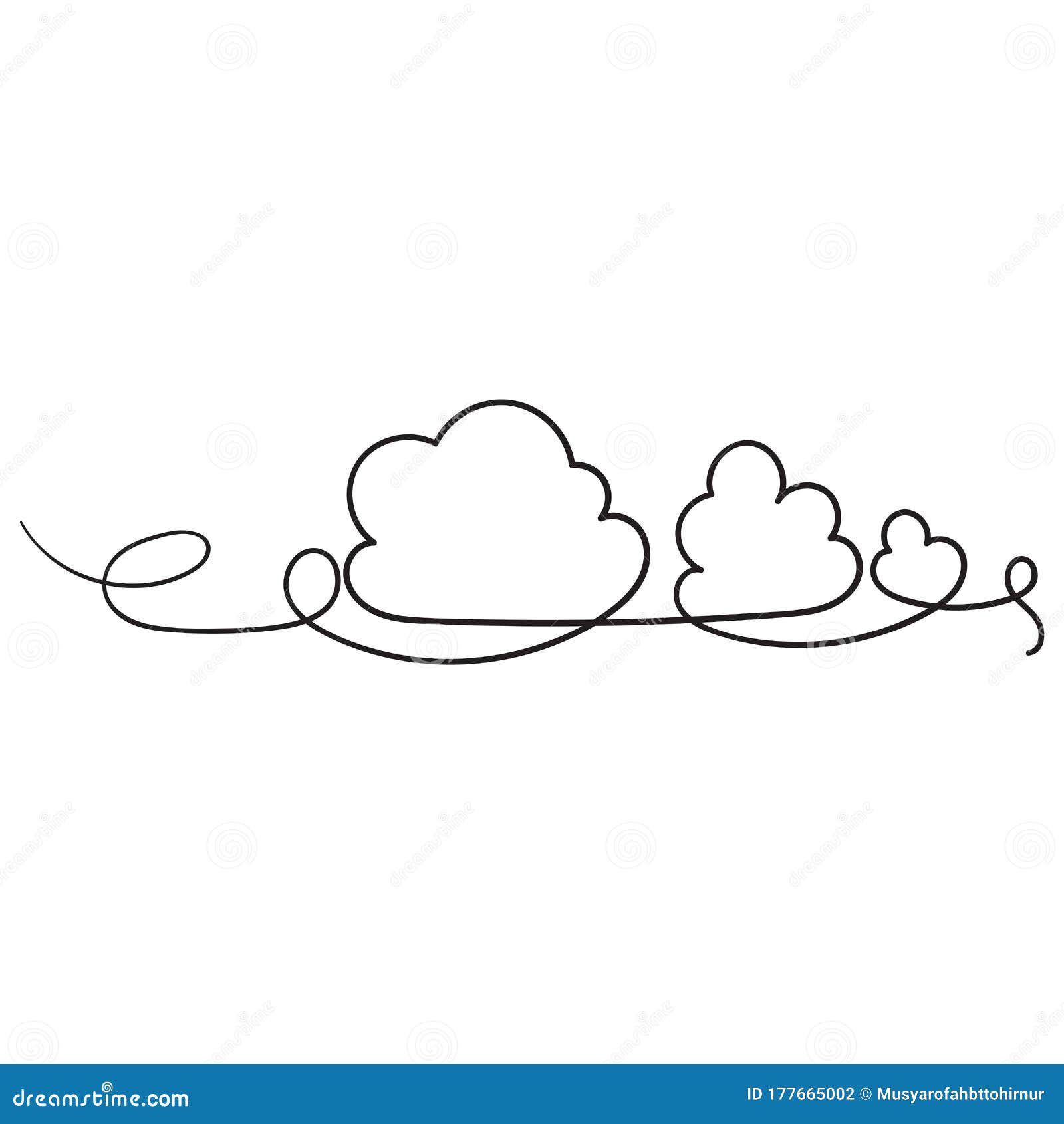 Hand Drawn Continuous Line Drawing. Clouds.doodle Hand Drawing Style ...