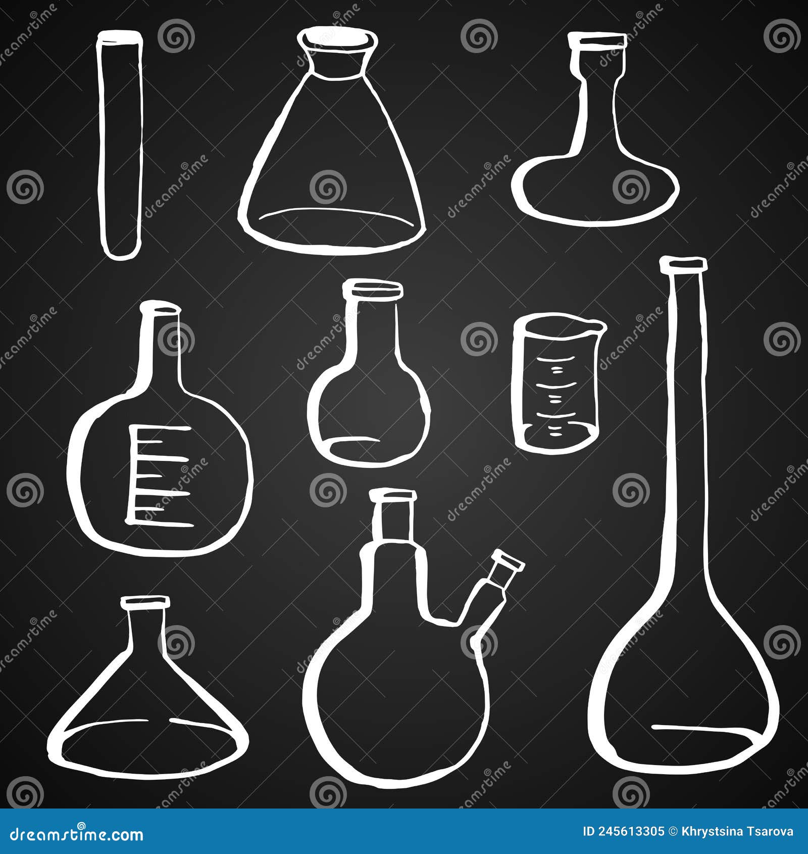 Hand Drawn Contour Style Flask Set. Vector Clip Art Stock Vector ...