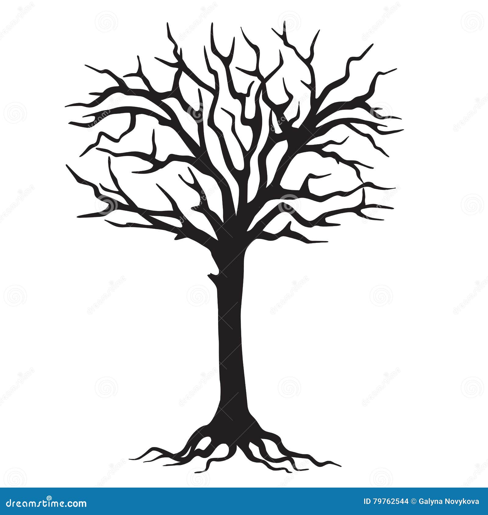 Hand drawn contour of tree stock vector. Illustration of logo - 79762544