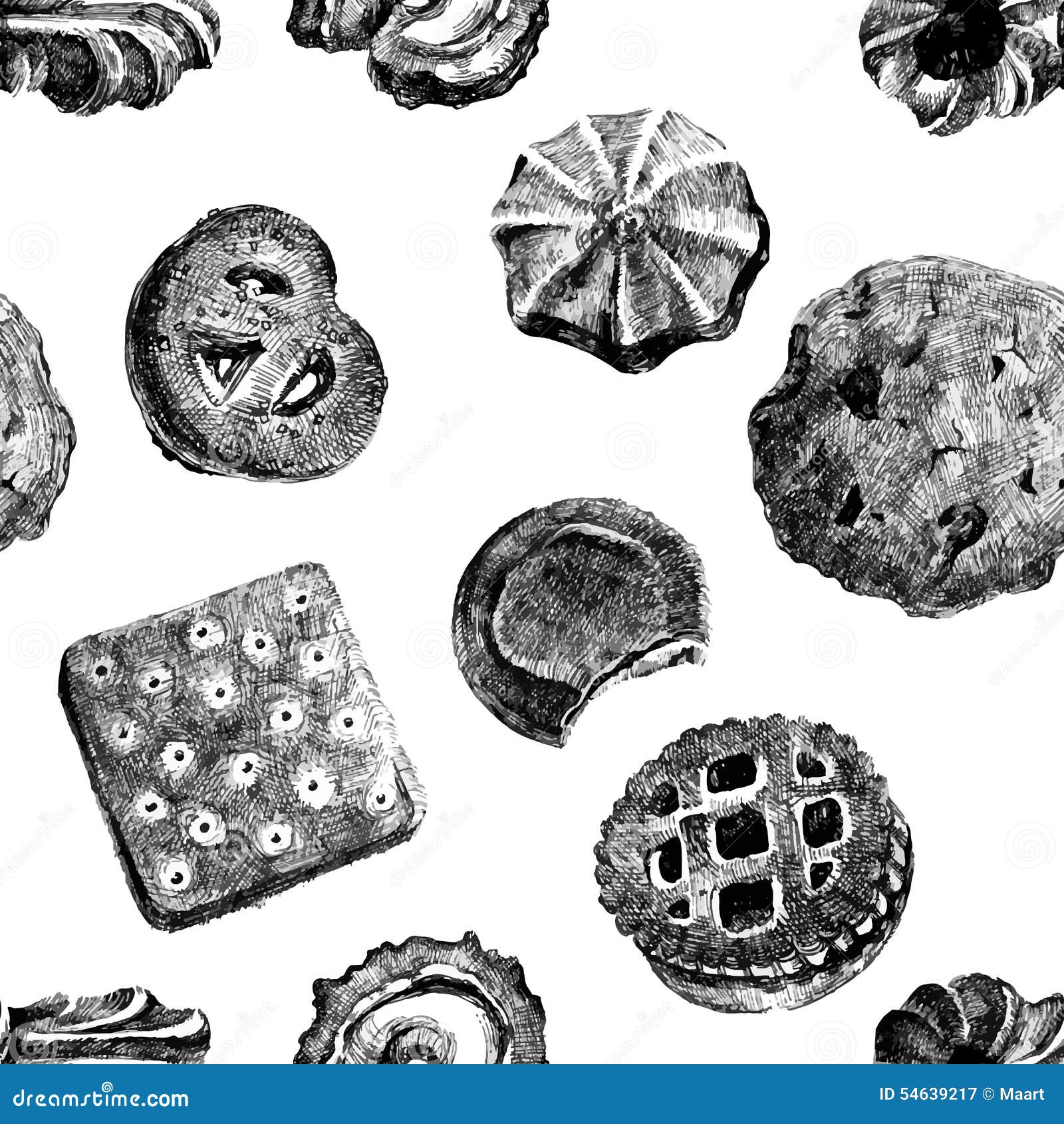 Hand drawn cookie seamless stock vector. Illustration of homemade - 54639217