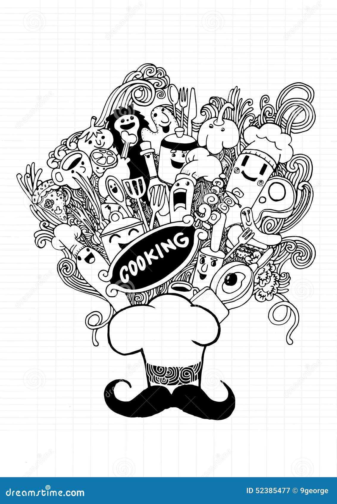 Hand Drawn Cooking Doodle Set Stock Vector - Illustration of icon ...