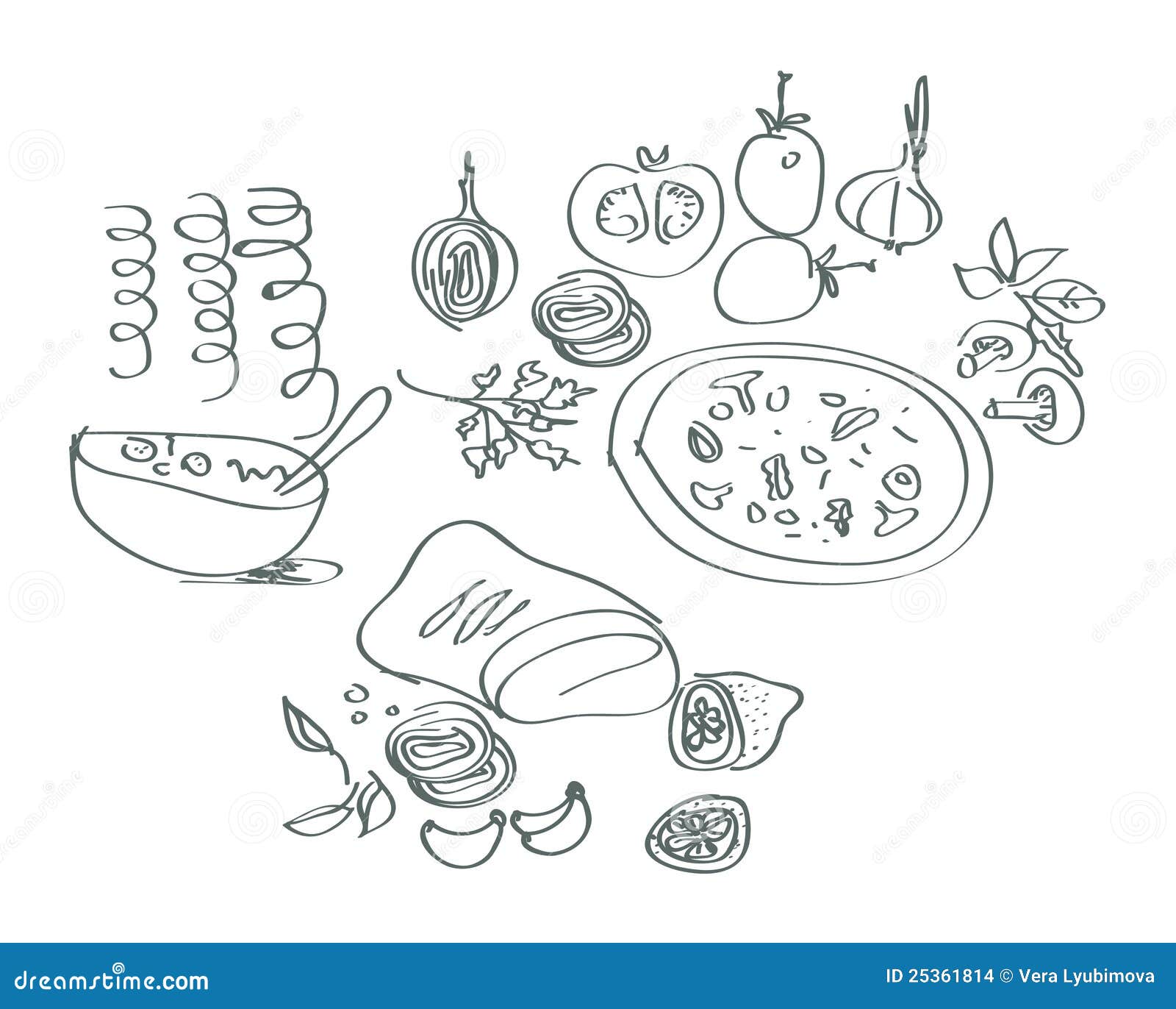 Hand Drawn Cooking Elements Stock Illustration - Illustration of ...