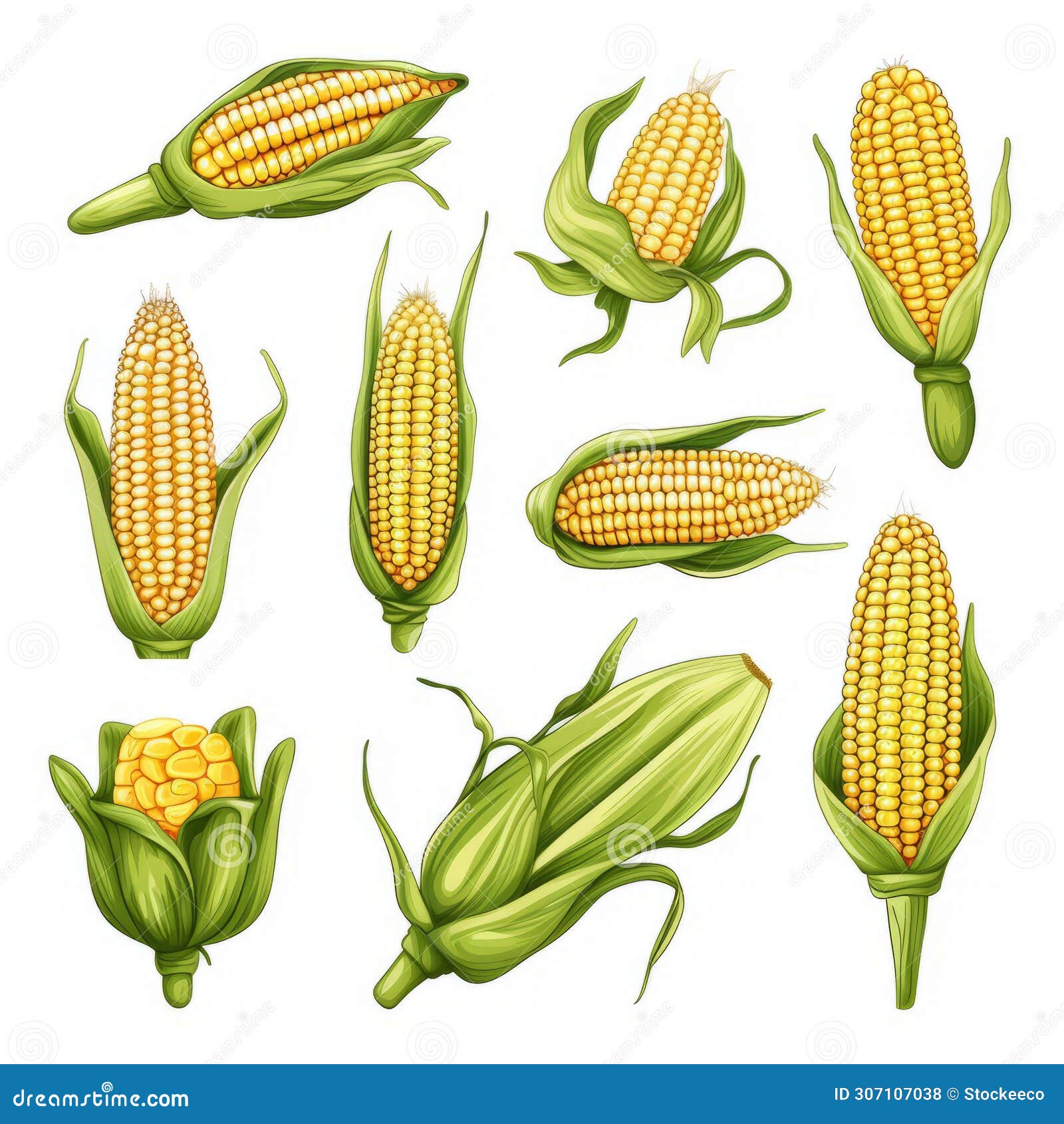 Hand Drawn Corn Illustration on White Background Stock Illustration ...