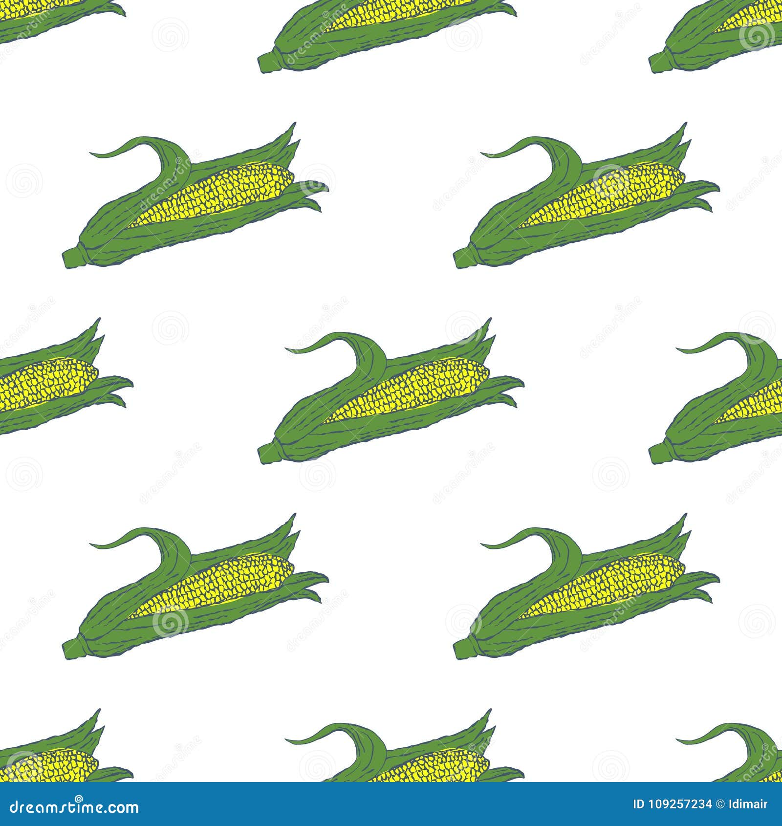 Hand Drawn Corn Seamless Pattern Background. Vector Stock Vector ...