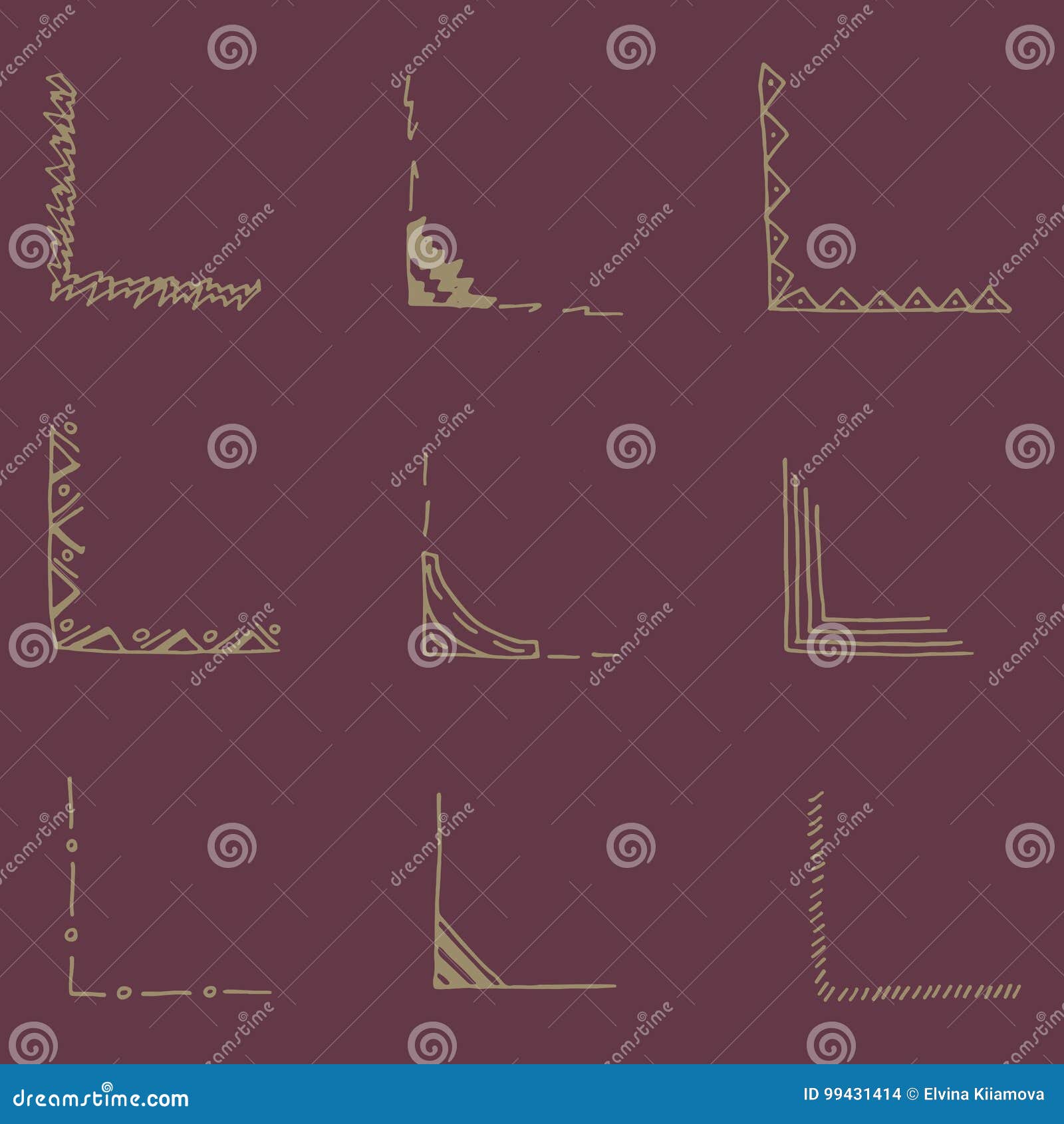 Hand drawn corner set. stock vector. Illustration of elegance - 99431414