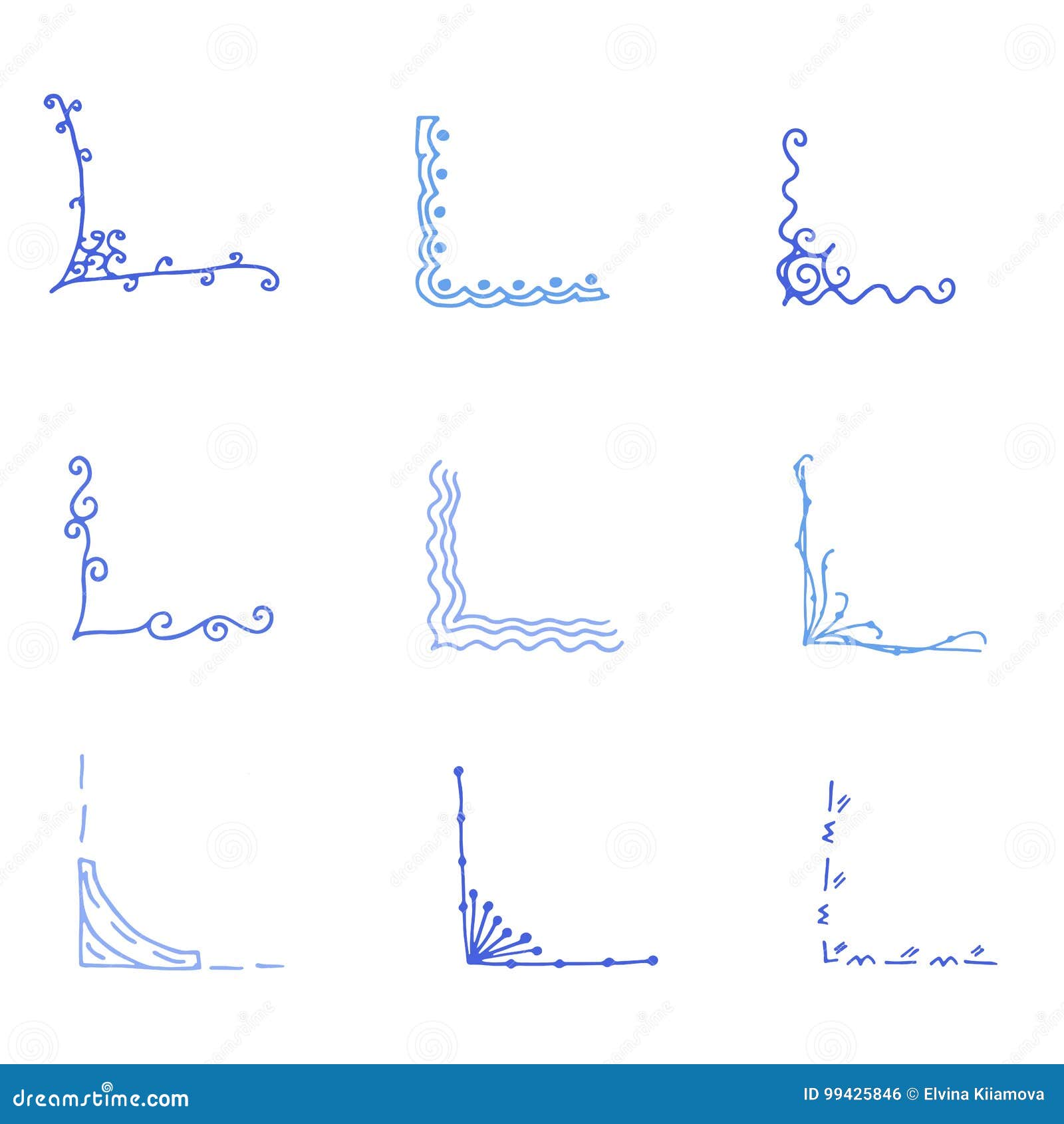 Hand drawn corner set. stock vector. Illustration of calligraphic - 99425846