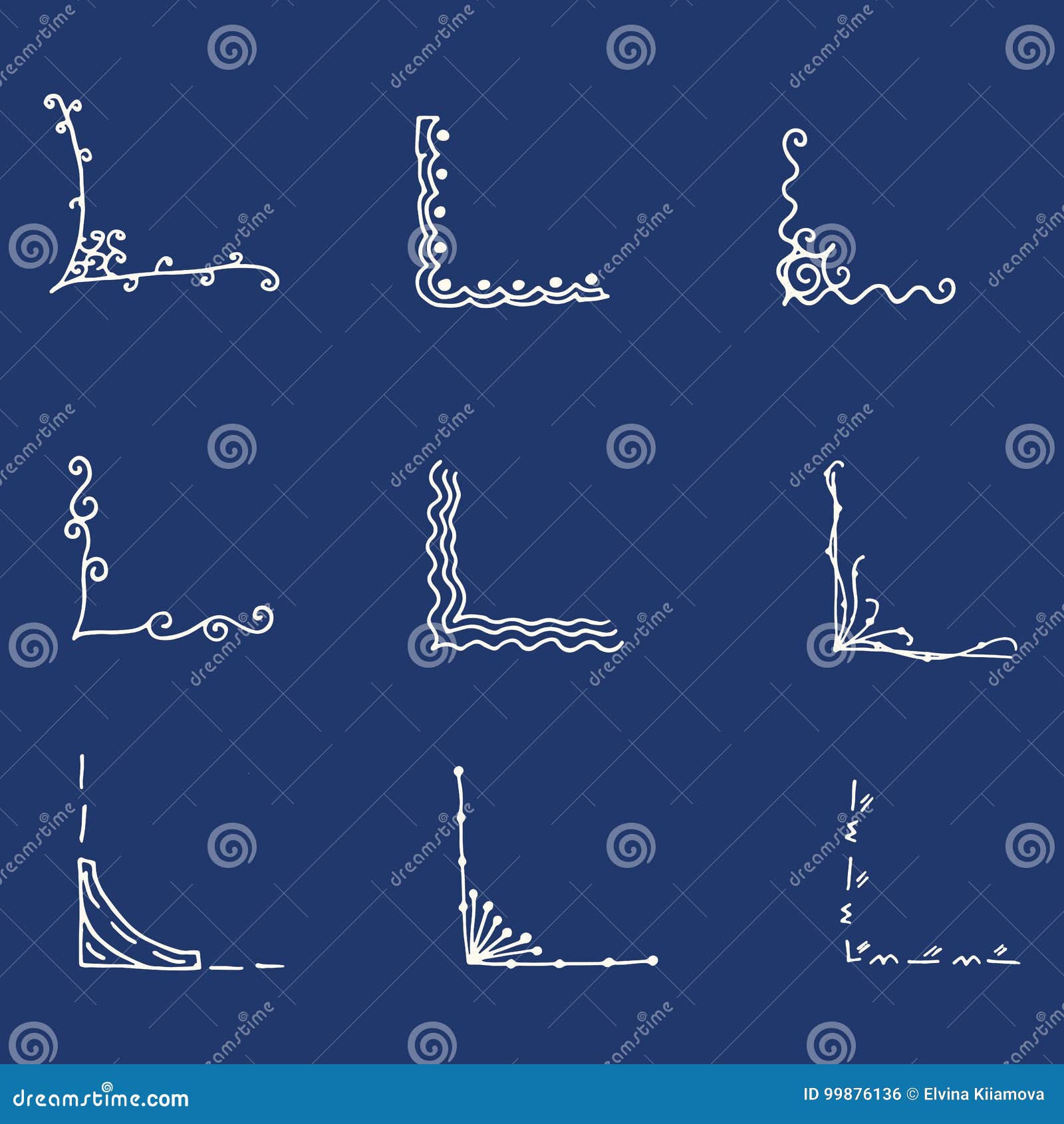 Hand drawn corner set. stock vector. Illustration of element - 99876136