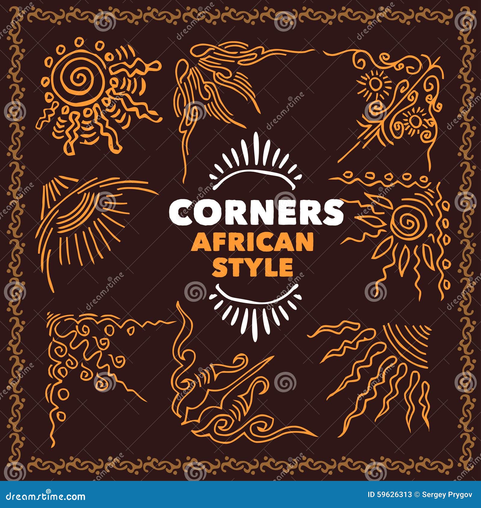 Hand Drawn Corners. African Style Stock Vector - Illustration of style ...