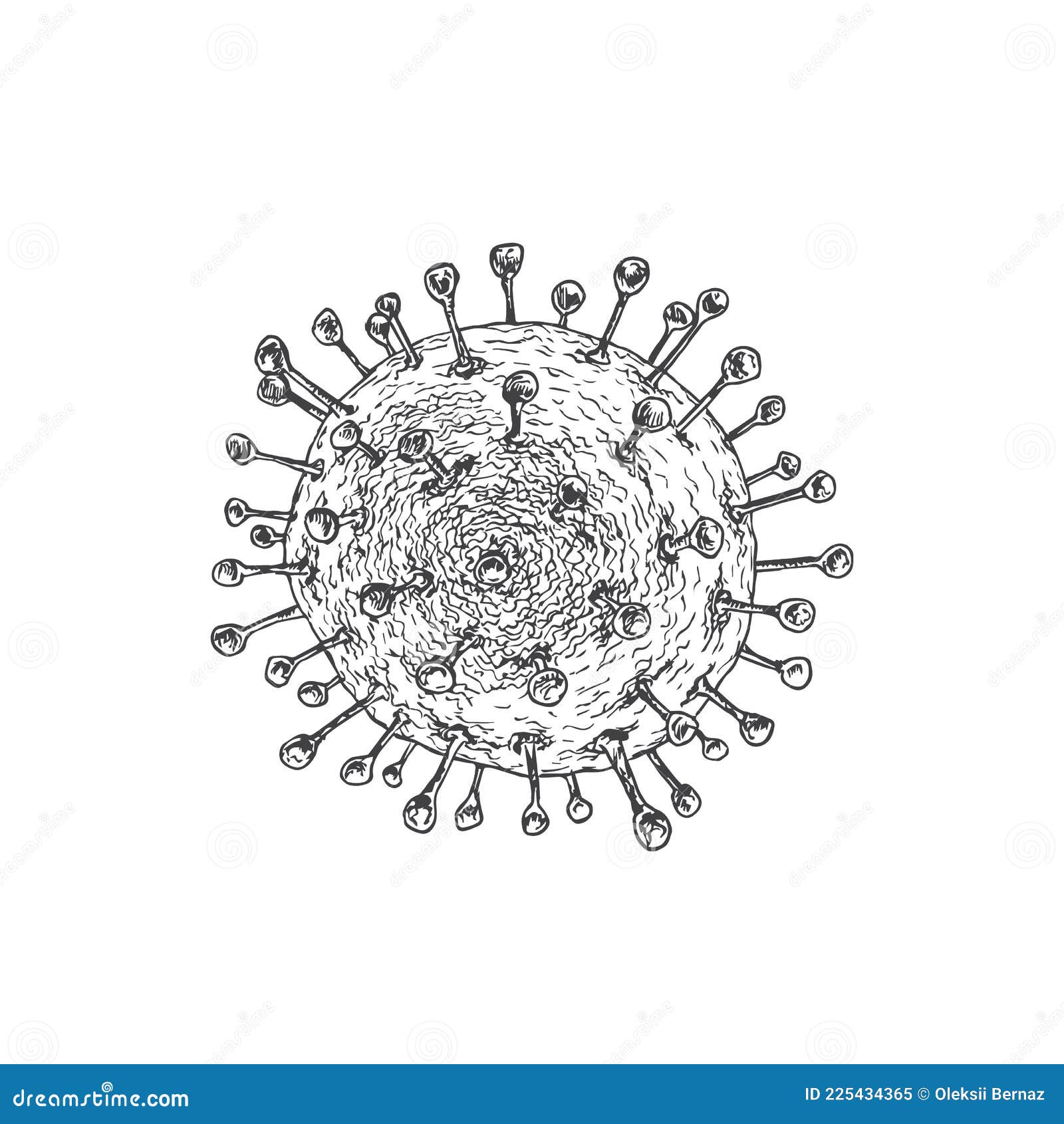 Hand Drawn Corona Virus Vector Illustration. Bacteria Doodle Sketch ...