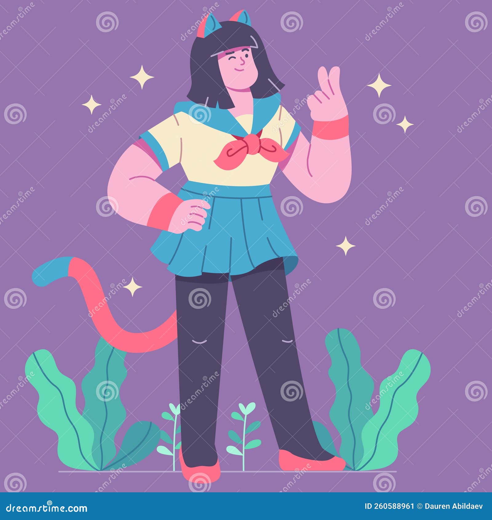 Hand Drawn Cosplay Vector Illustration. Stock Vector - Illustration of ...