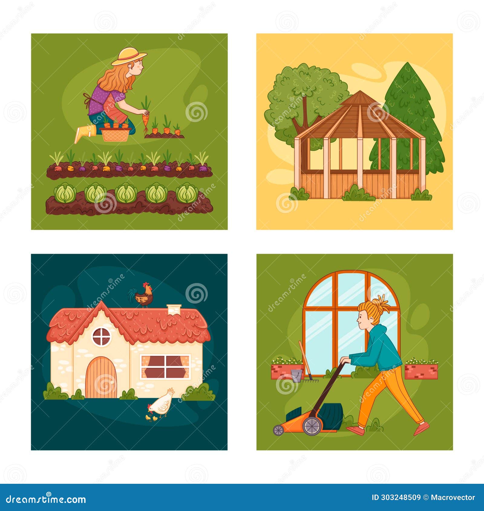 Hand Drawn Cottagecore Illustration Set Stock Illustration ...