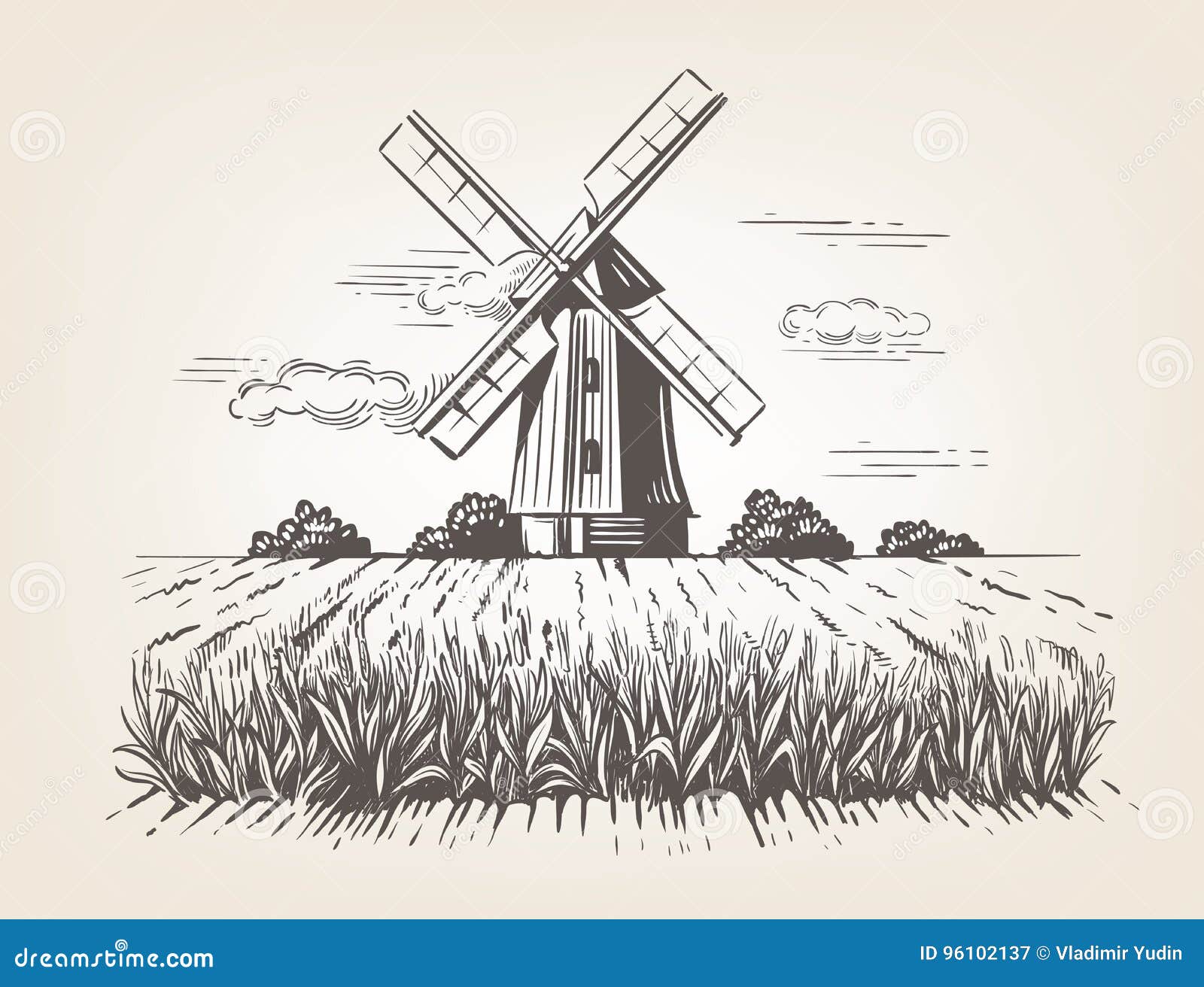 Hand drawn country stock vector. Illustration of cereal - 96102137