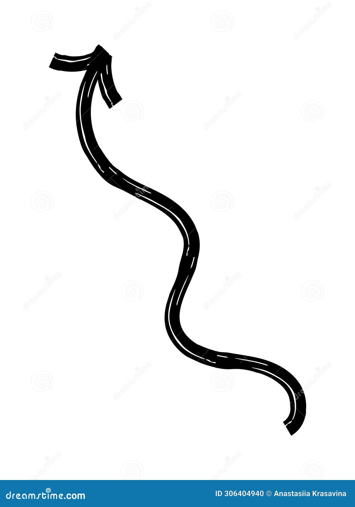 Hand Drawn Crayon Chalk Charcoal Line Arrow. Curvy and Wavy Arrow ...