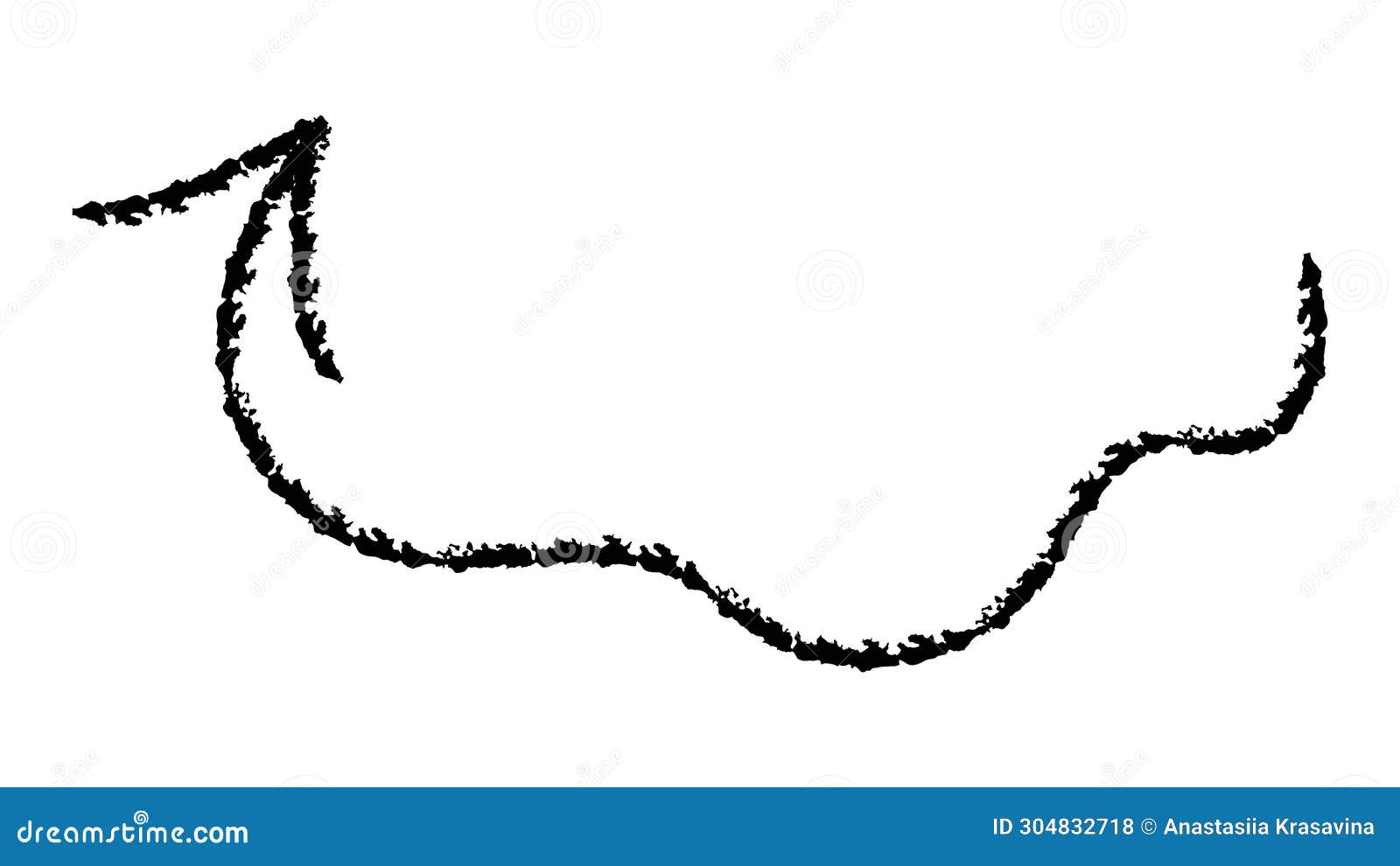 Hand Drawn Crayon Chalk Charcoal Line Arrows Set. Curvy and Wavy Arrows ...