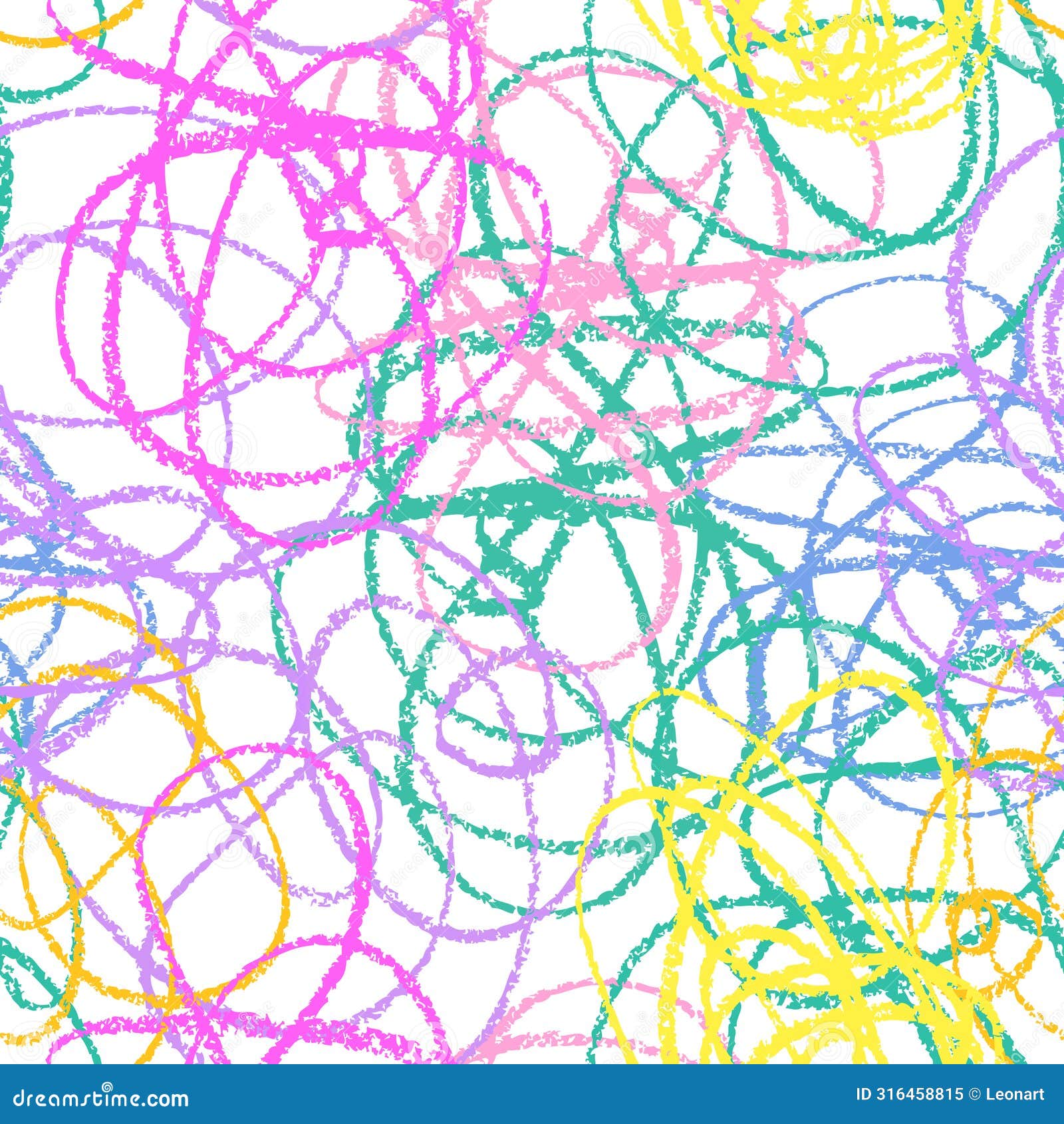 Hand Drawn Crayon Line Seamless Pattern. Stock Vector - Illustration of ...