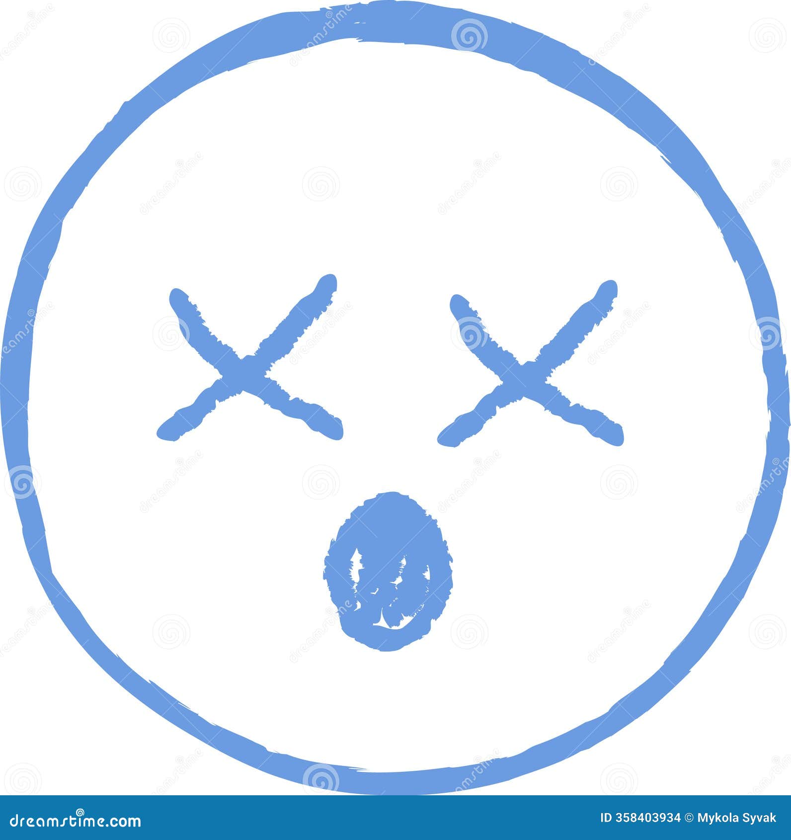 Hand Drawn Crayon Not Alive Face Emoticon Stock Illustration ...