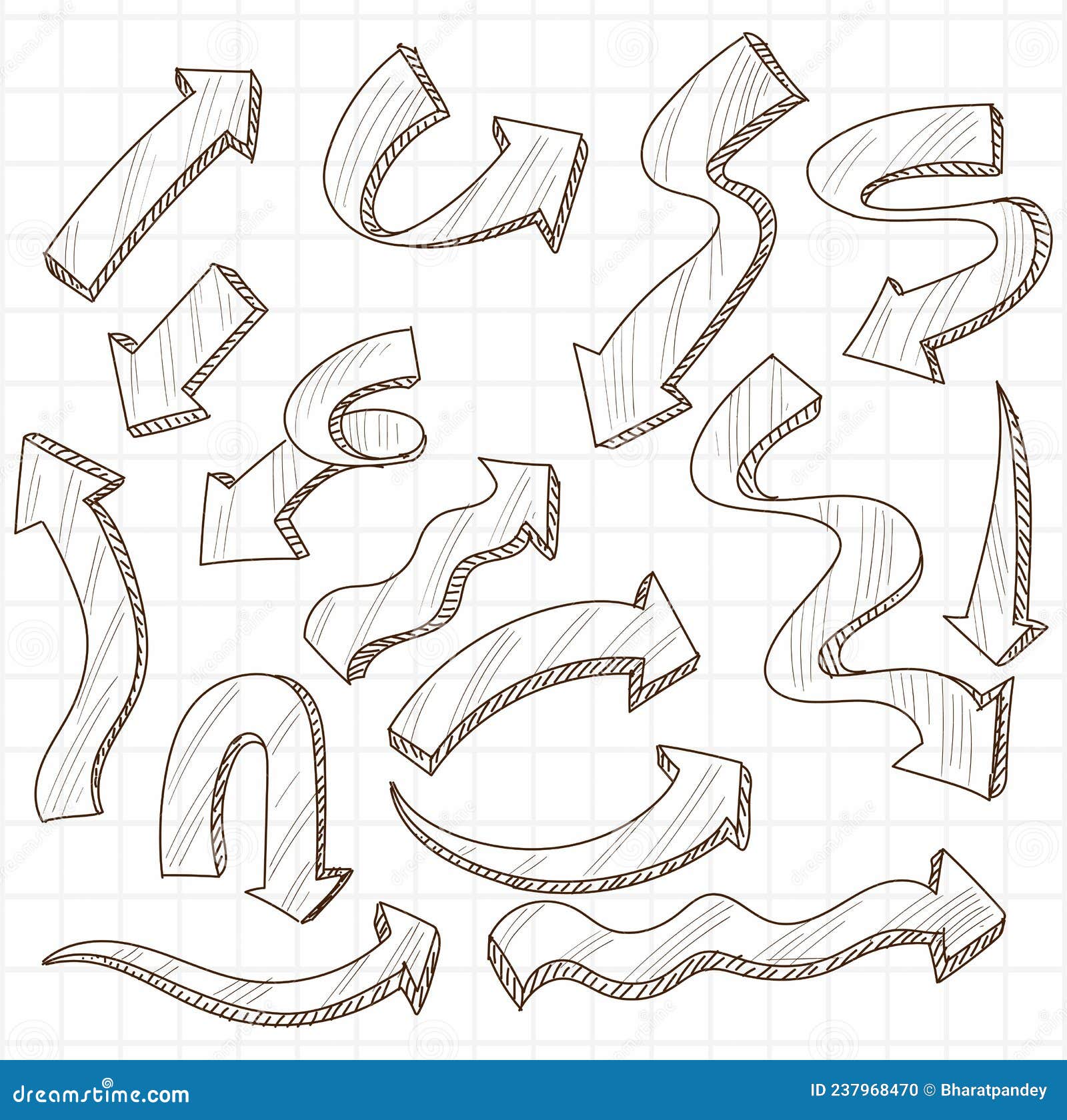 Hand Drawn Creative Arrow Set Sketch Design Stock Illustration ...