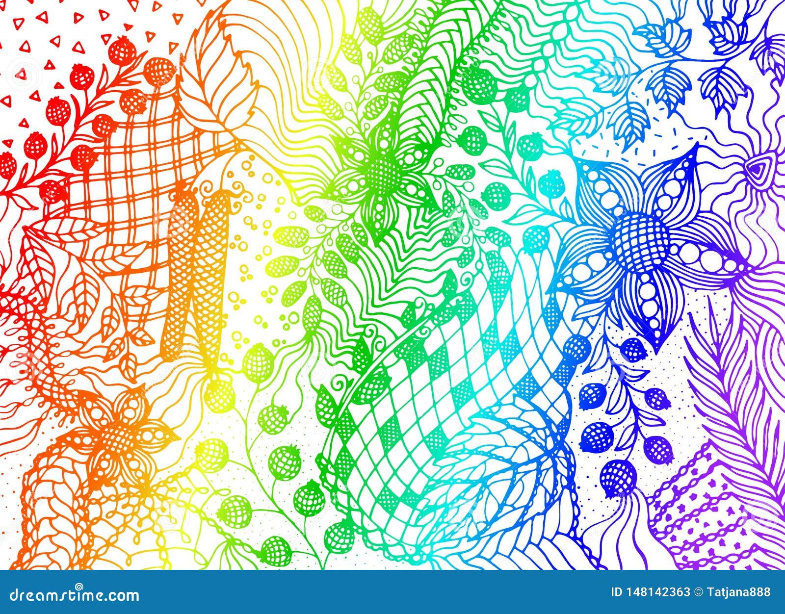 Hand Drawn Creative Pattern with Different Nature Elements and Tracery ...