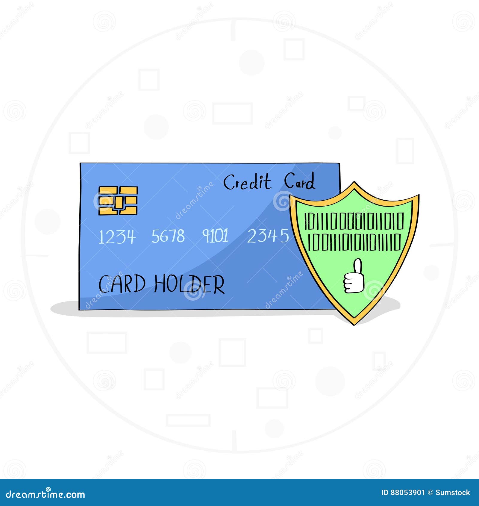 Hand Drawn Credit Card Security Shield Concept Stock Vector ...