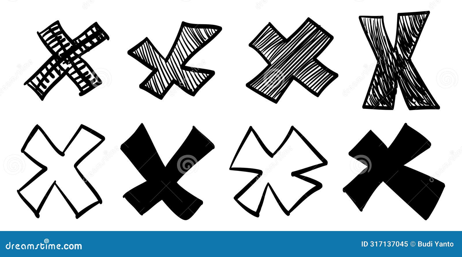 Hand Drawn Cross Mark. Doodle Set of Wrong Sign or False Mark Stock ...