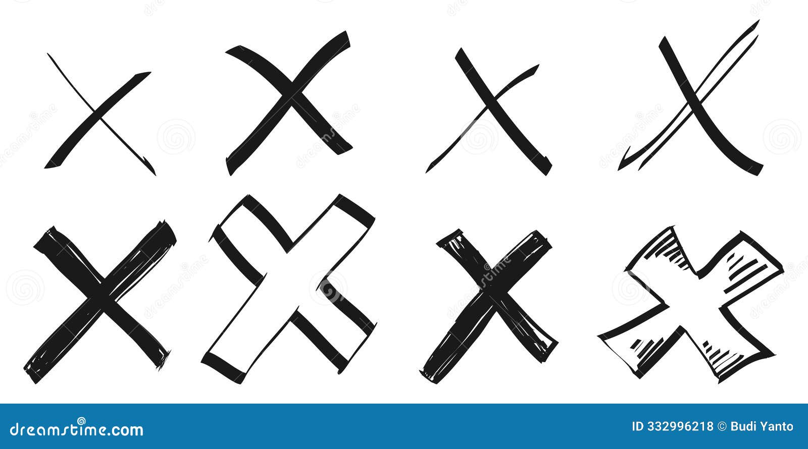 Hand Drawn Cross Mark. Doodle Set of Wrong Sign or False Mark Stock ...