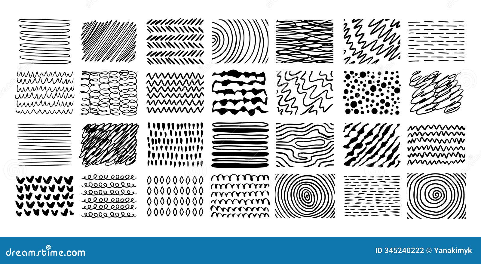 Hand Drawn Crosshatch Line Drawing Set. Different Pen Scratch. Doodle ...