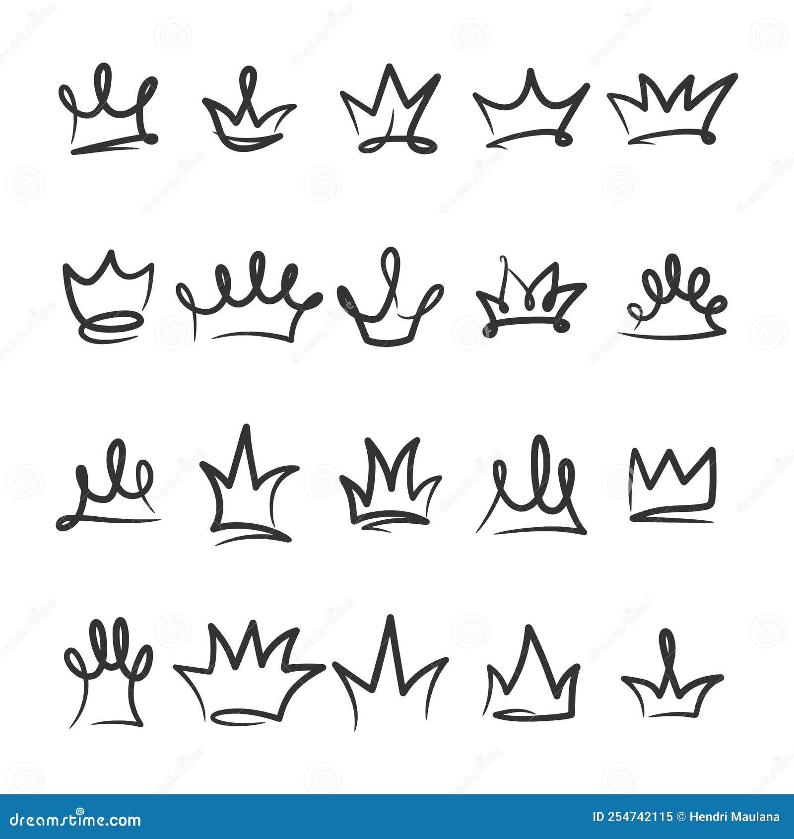 Hand Drawn Crown Doodle Icon Vector Collection Stock Vector ...