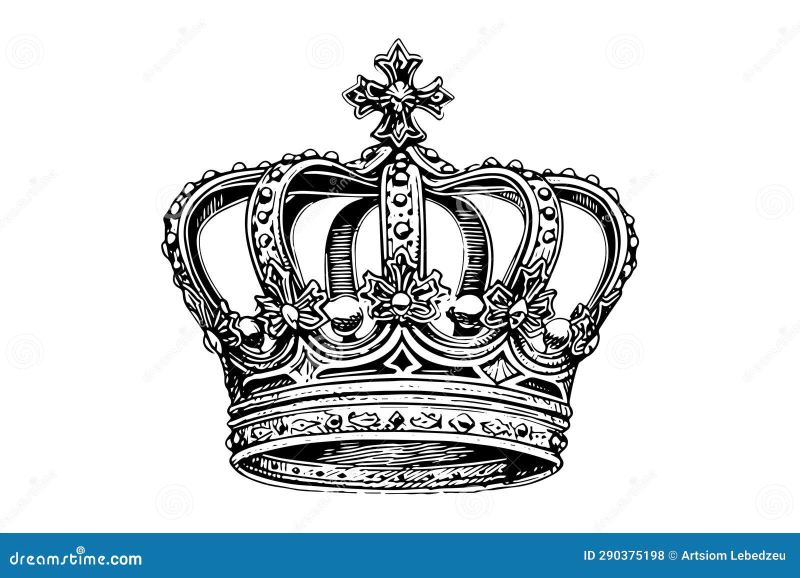 Hand Drawn Crown Ink Sketch. Engraving Style Vector Illustration. Stock ...
