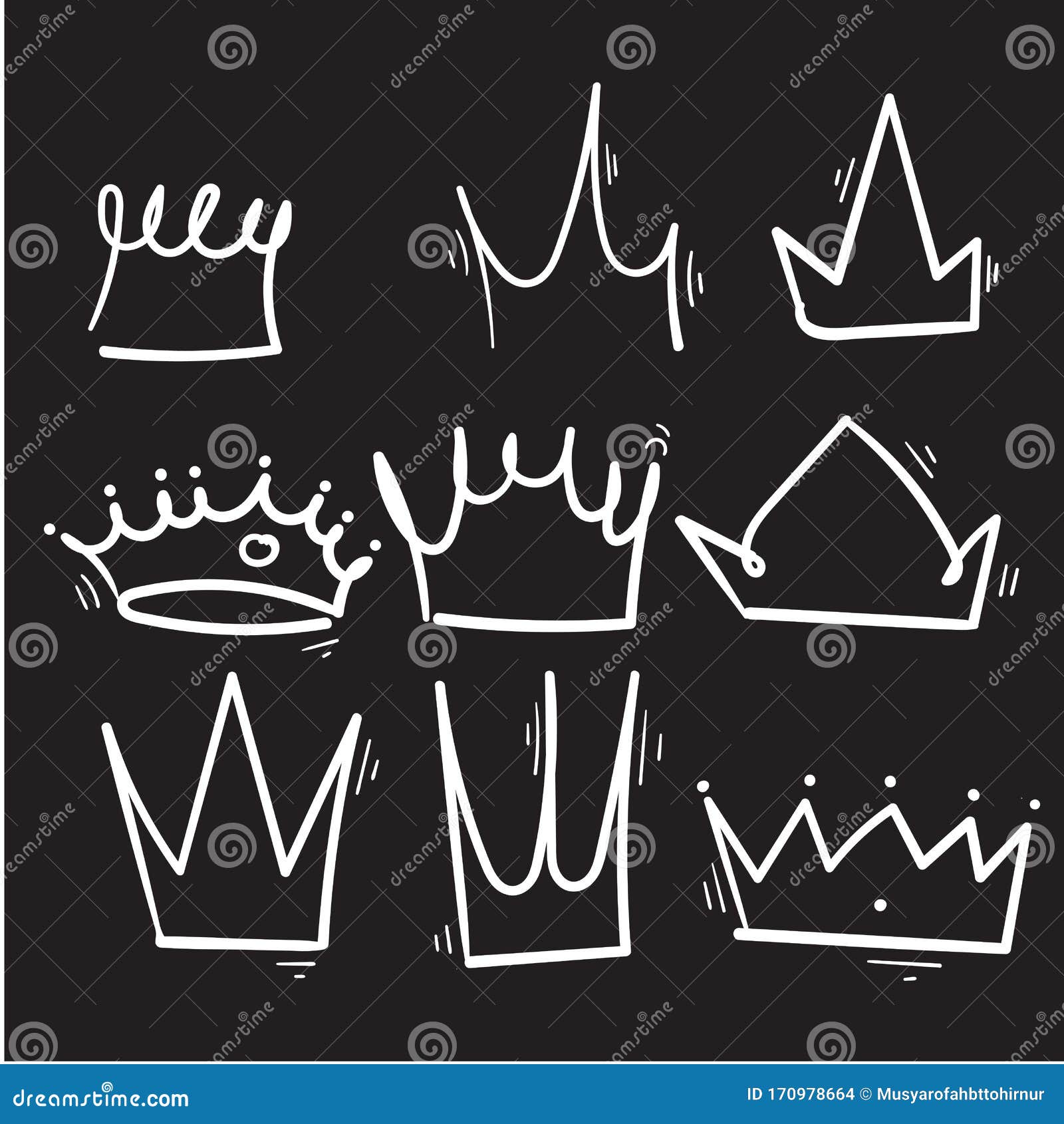 Hand Drawn Crown Logo Graffiti Icon with Black Elements Isolated on ...