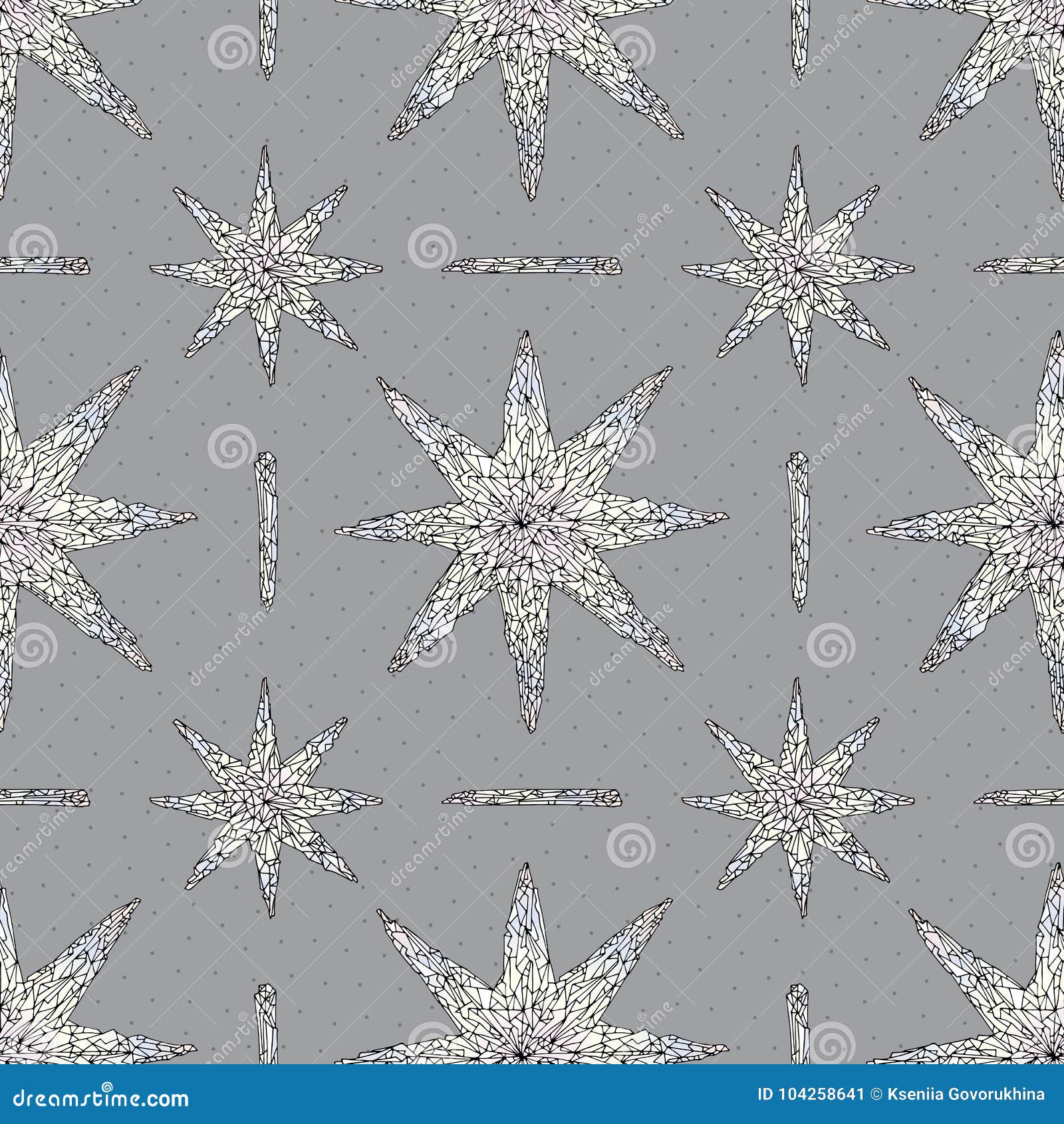 Hand Drawn Crystals Pattern. Abstract Stars Seamless Background. Vector ...