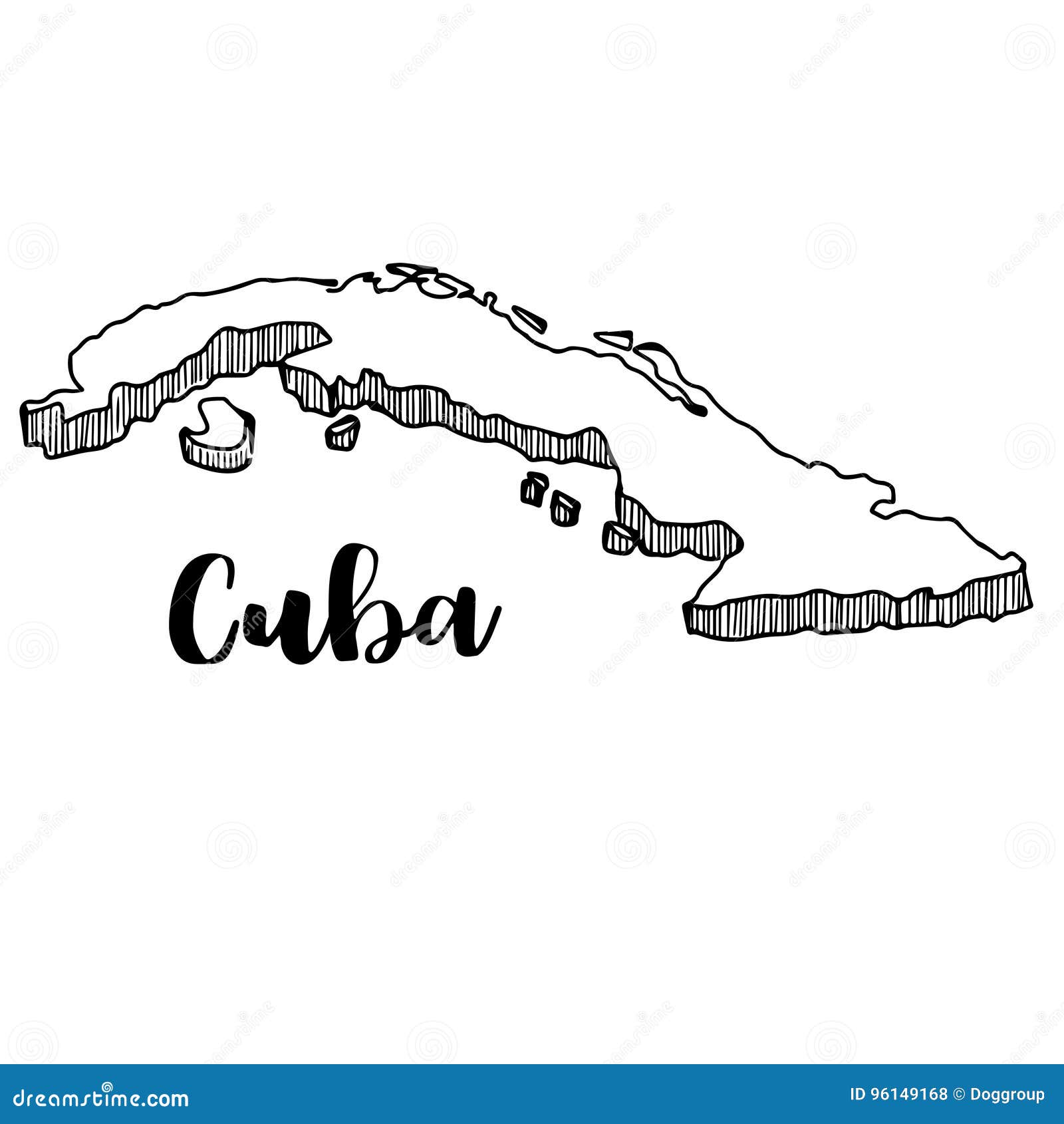 Hand drawn of Cuba map stock illustration. Illustration of national ...