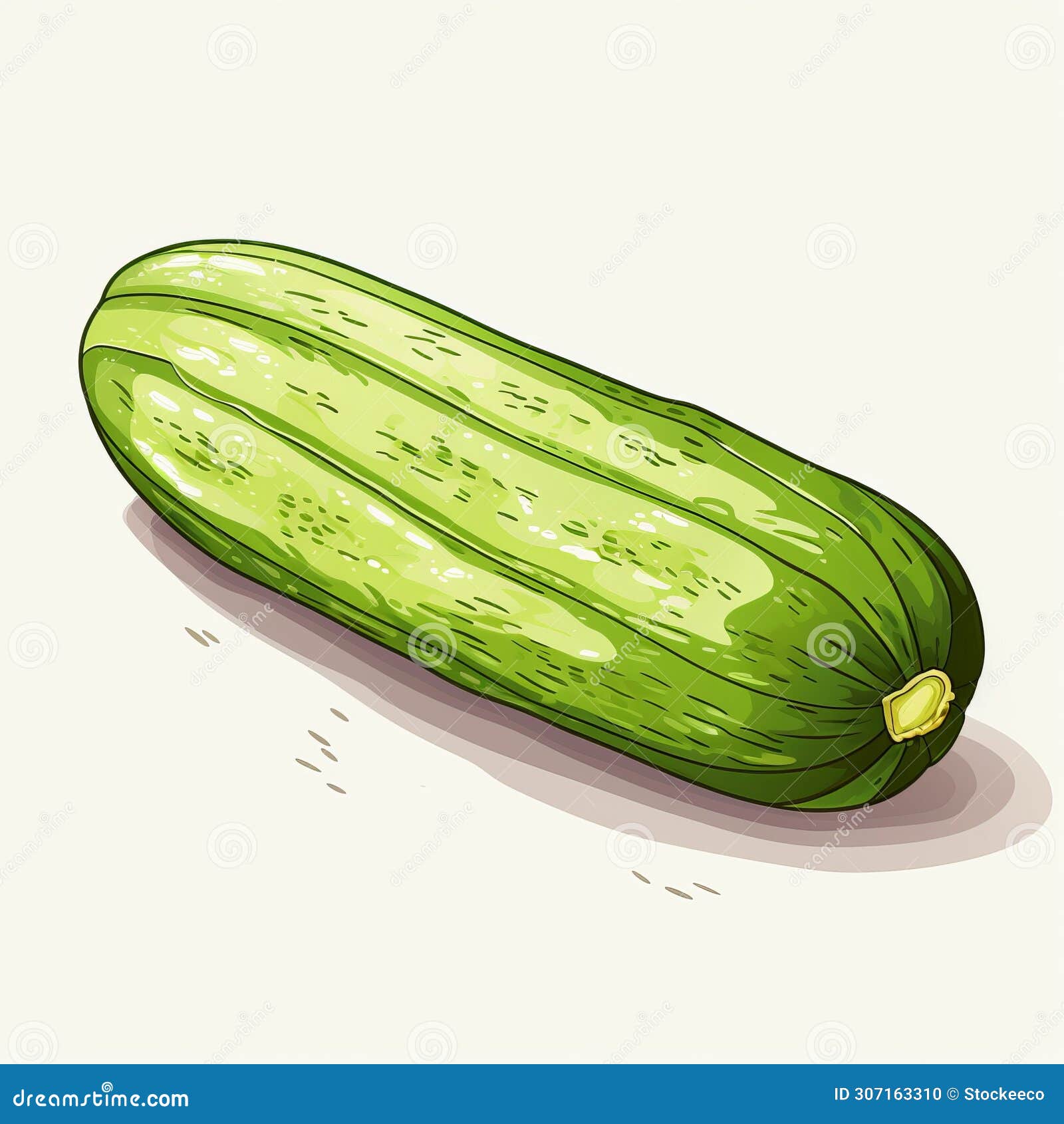 Hand Drawn Cucumber - Vector Flat Clean Shape with Flat Color Stock ...