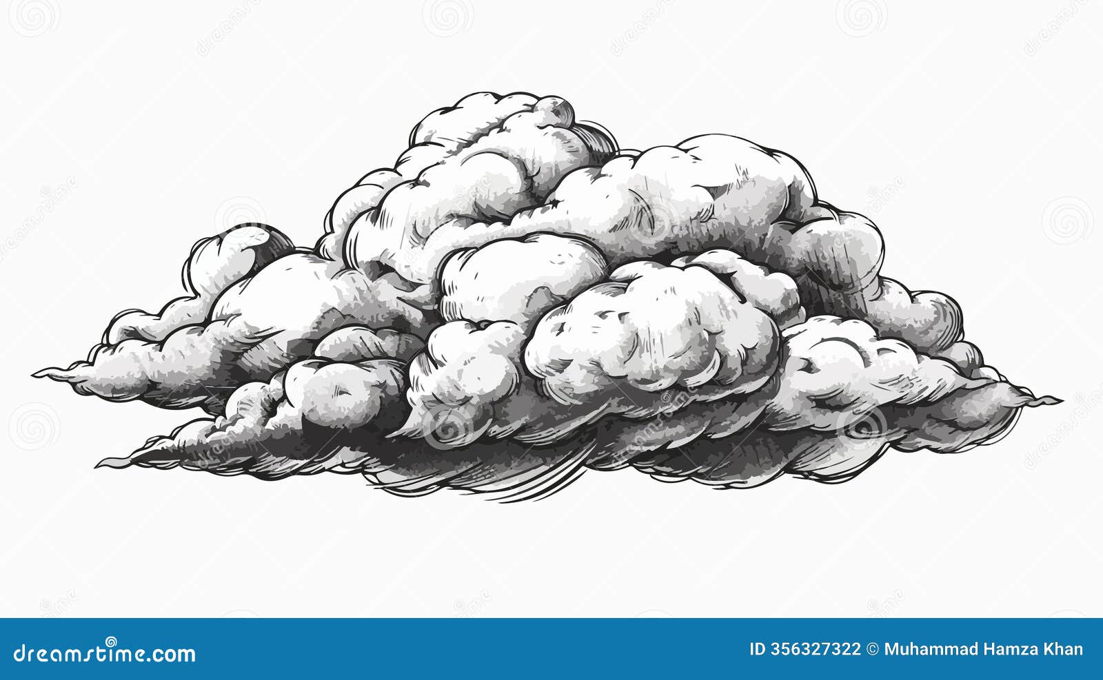 Hand Drawn Cumulus Cloud Vector Illustration for Creative Designs Stock ...