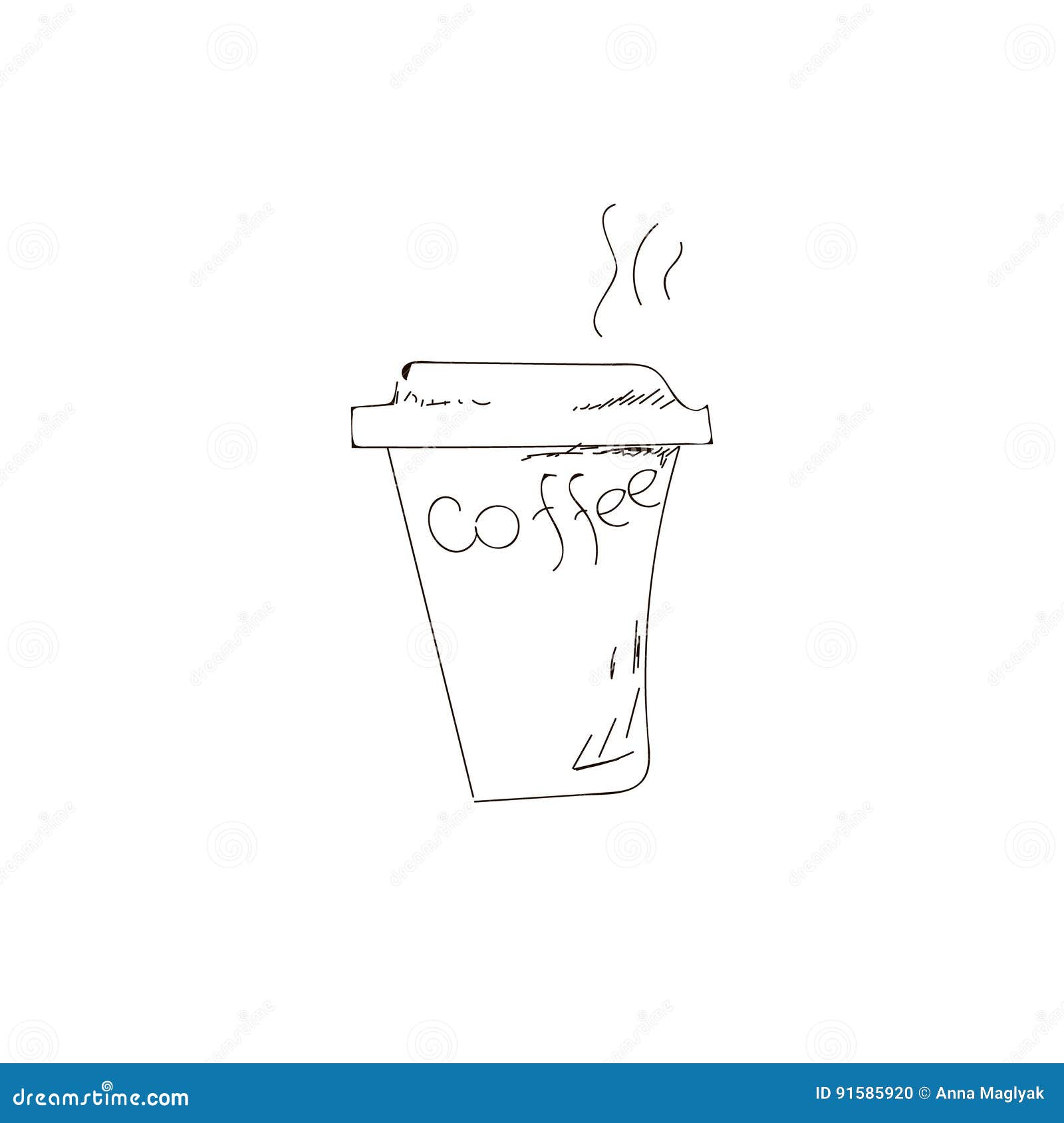 Hand Drawn Cup of Coffee, Take Away Coffee Stock Illustration ...
